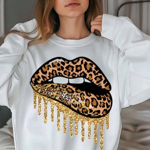 Leopard Print Dripping Lips PNG: Kiss Design (digital Print) - Etsy