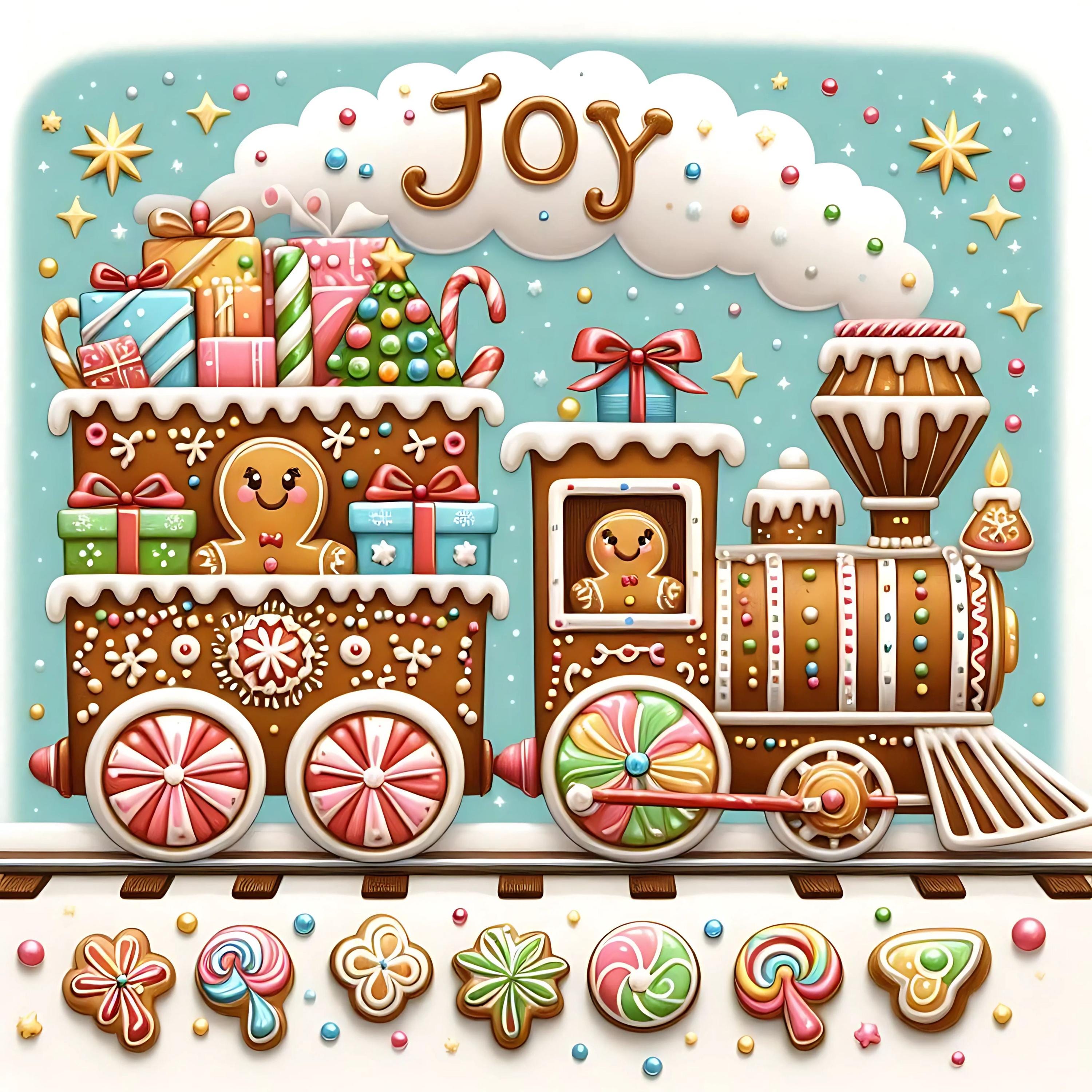 Gingerbread Christmas Train PNG, Vintage Watercolor Train Png, Holiday ...