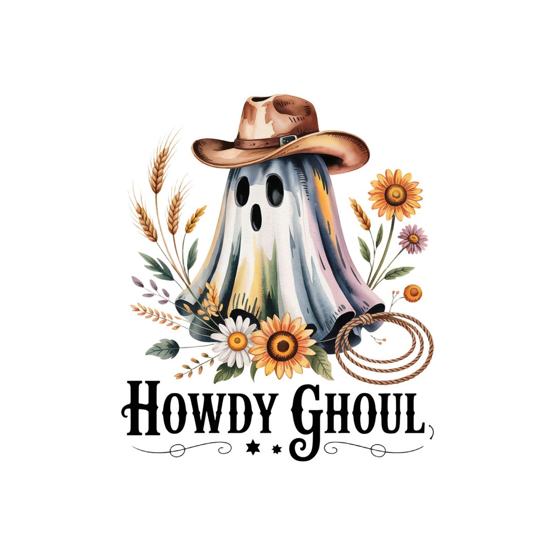 Howdy Ghoul PNG: Western Cowboy Ghost Halloween Clipart (digital ...