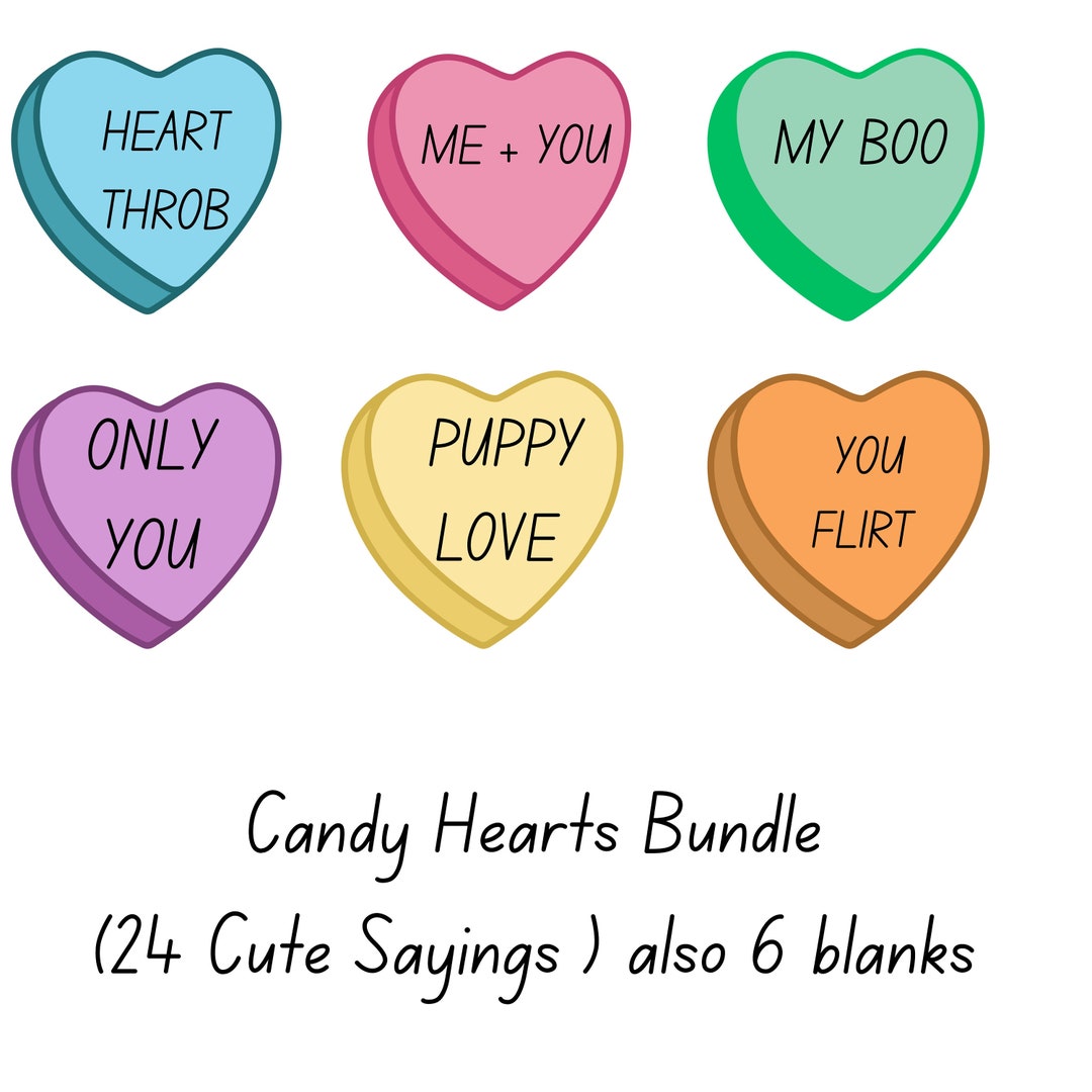 Candy Hearts SVG PNG: Valentine's Day Clipart (digital Download) - Etsy