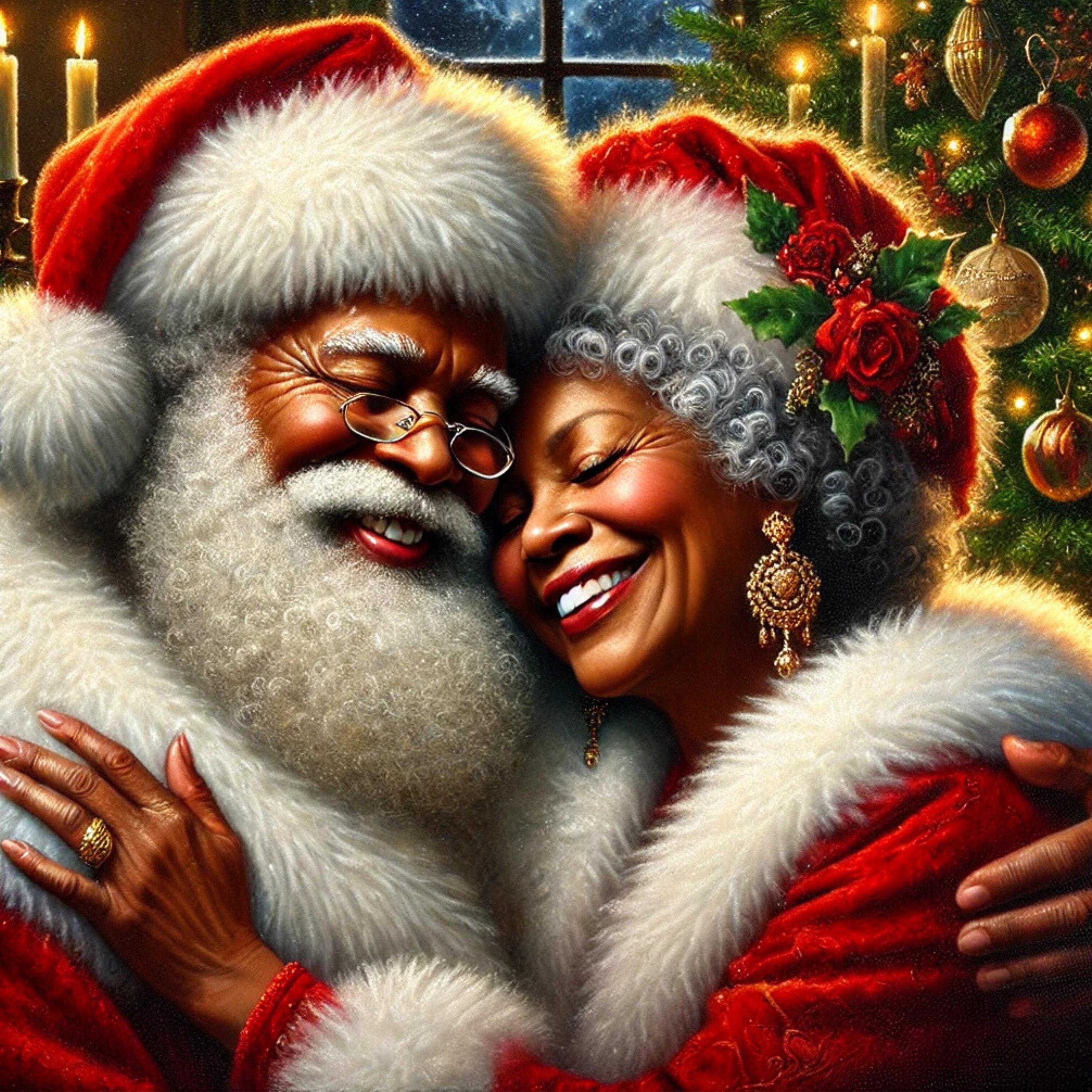 African American Santa & Mrs. Claus PNG Christmas Design (digital File ...