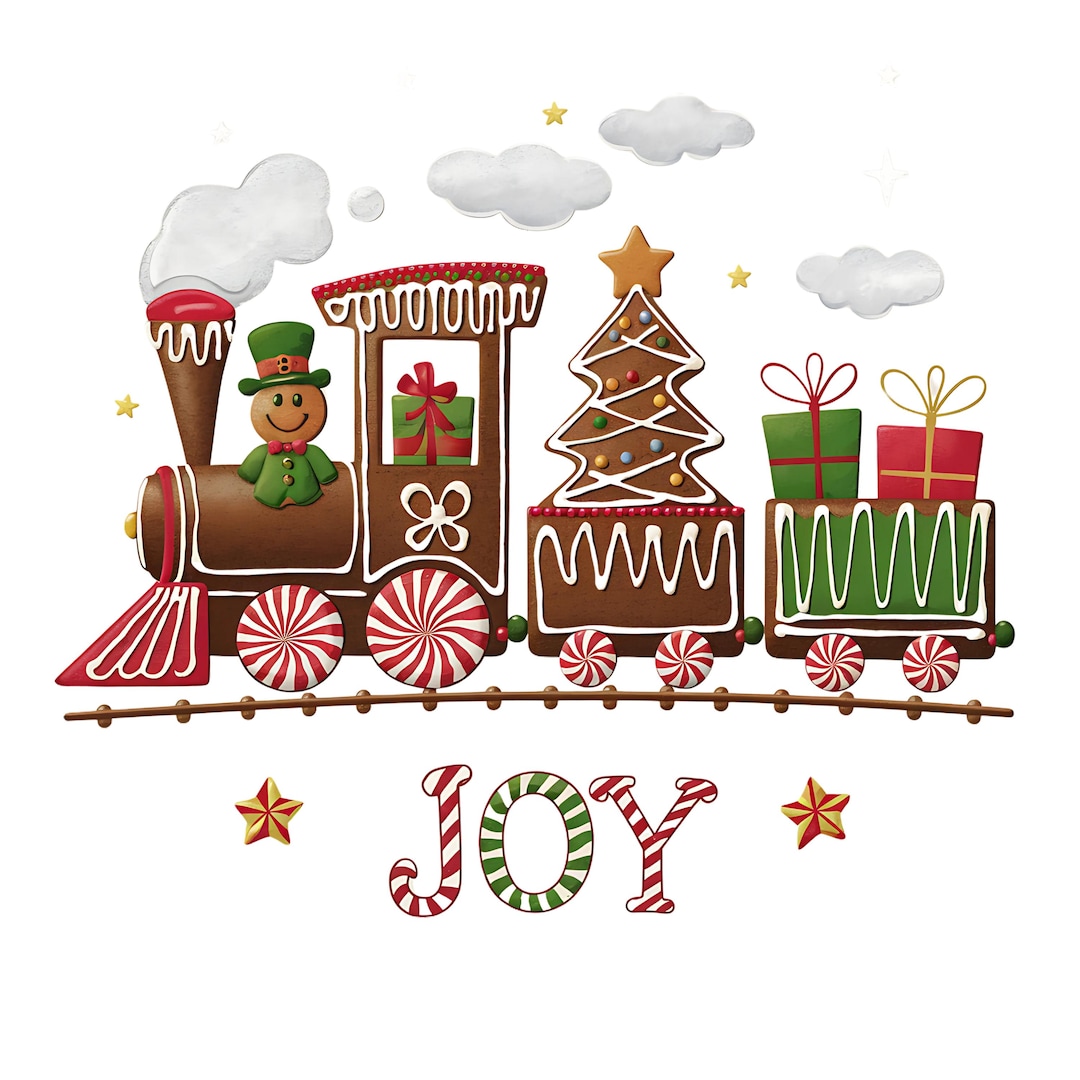 Gingerbread Christmas Train PNG, Vintage Watercolor Train Png, Holiday ...