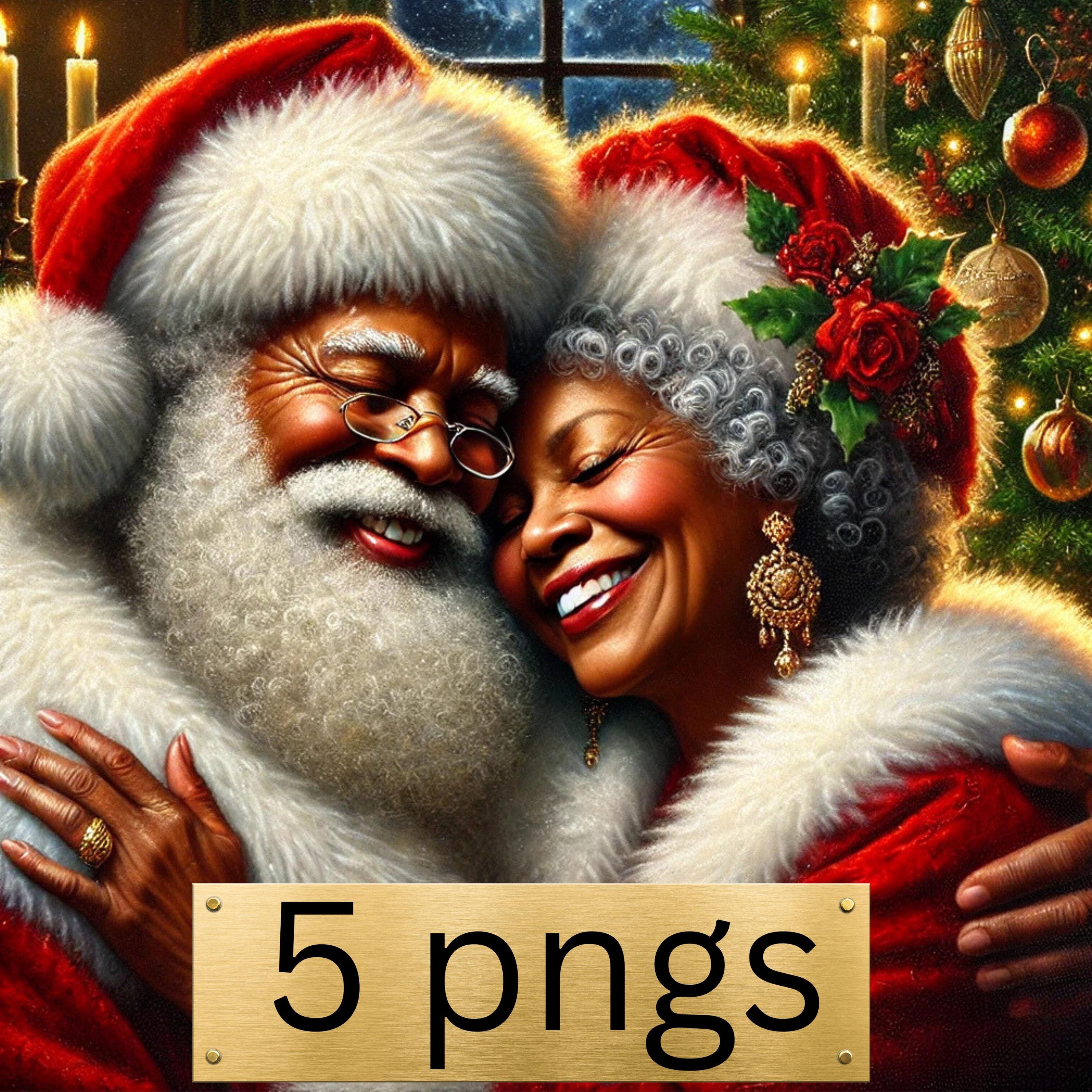African American Santa & Mrs. Claus PNG Christmas Design (digital File ...