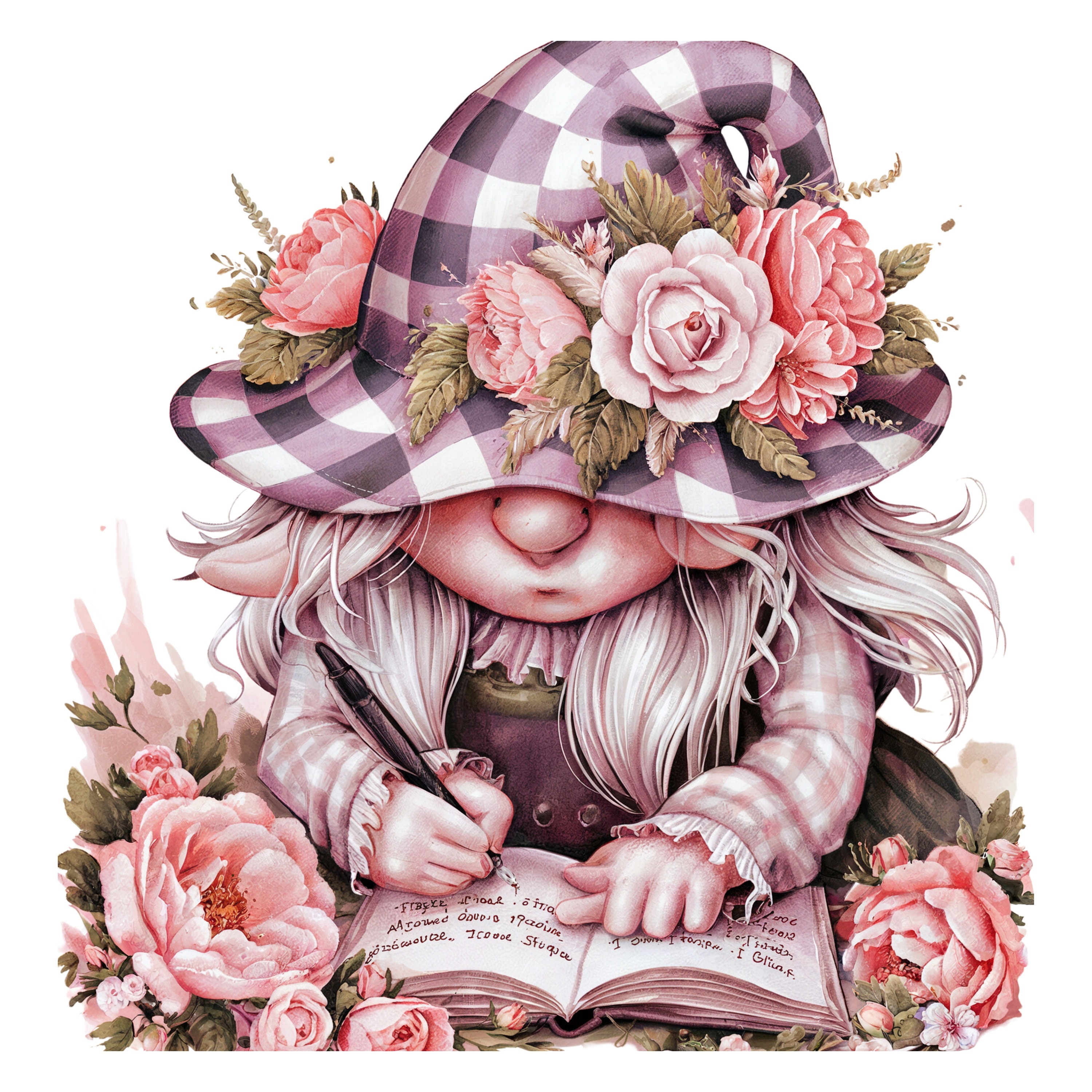 Watercolor Floral Forest Gnome Clipart | Floral Girl Gnome | Garden ...