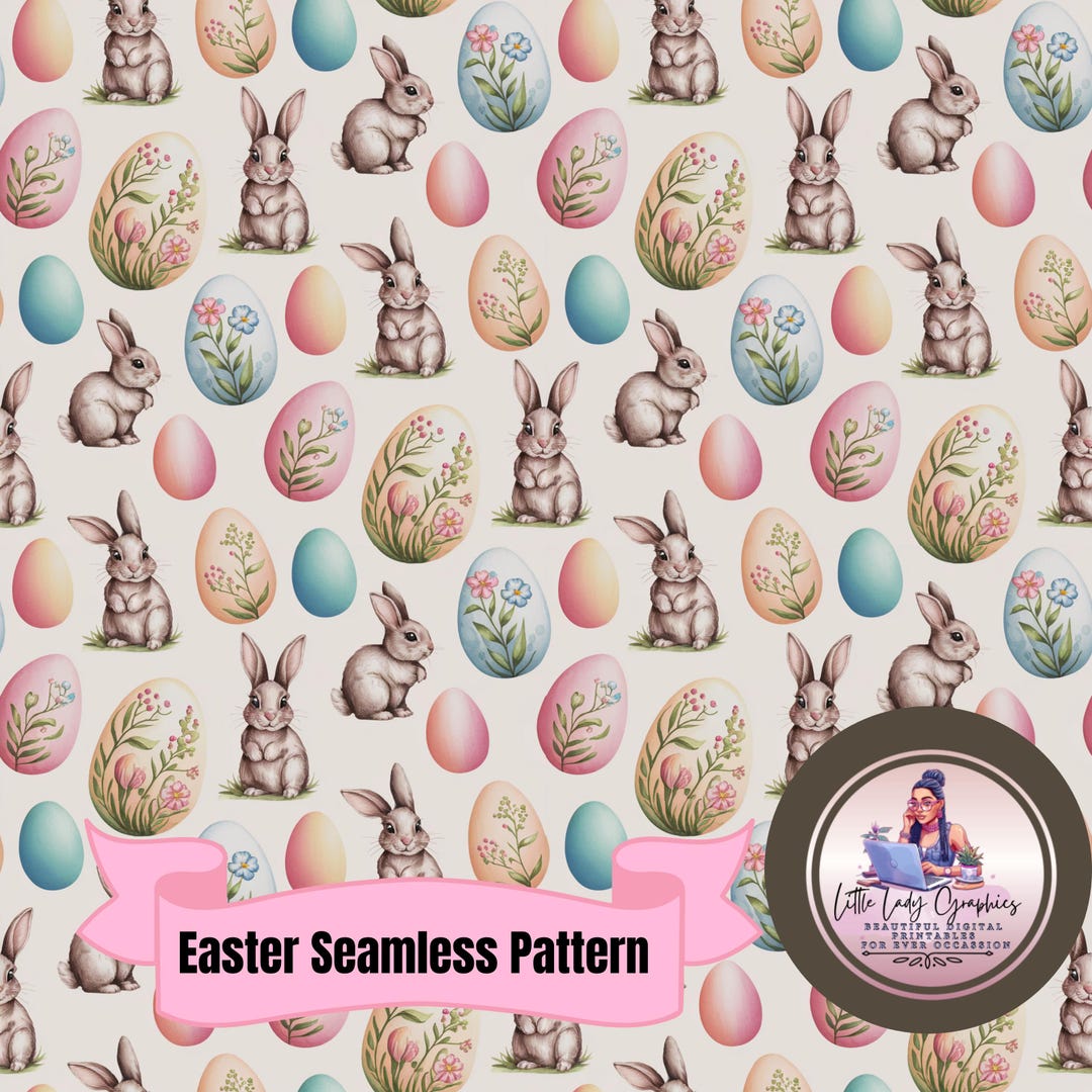 Easter Bunny Digital Paper - Easter Paper - Seamless Pattern ...