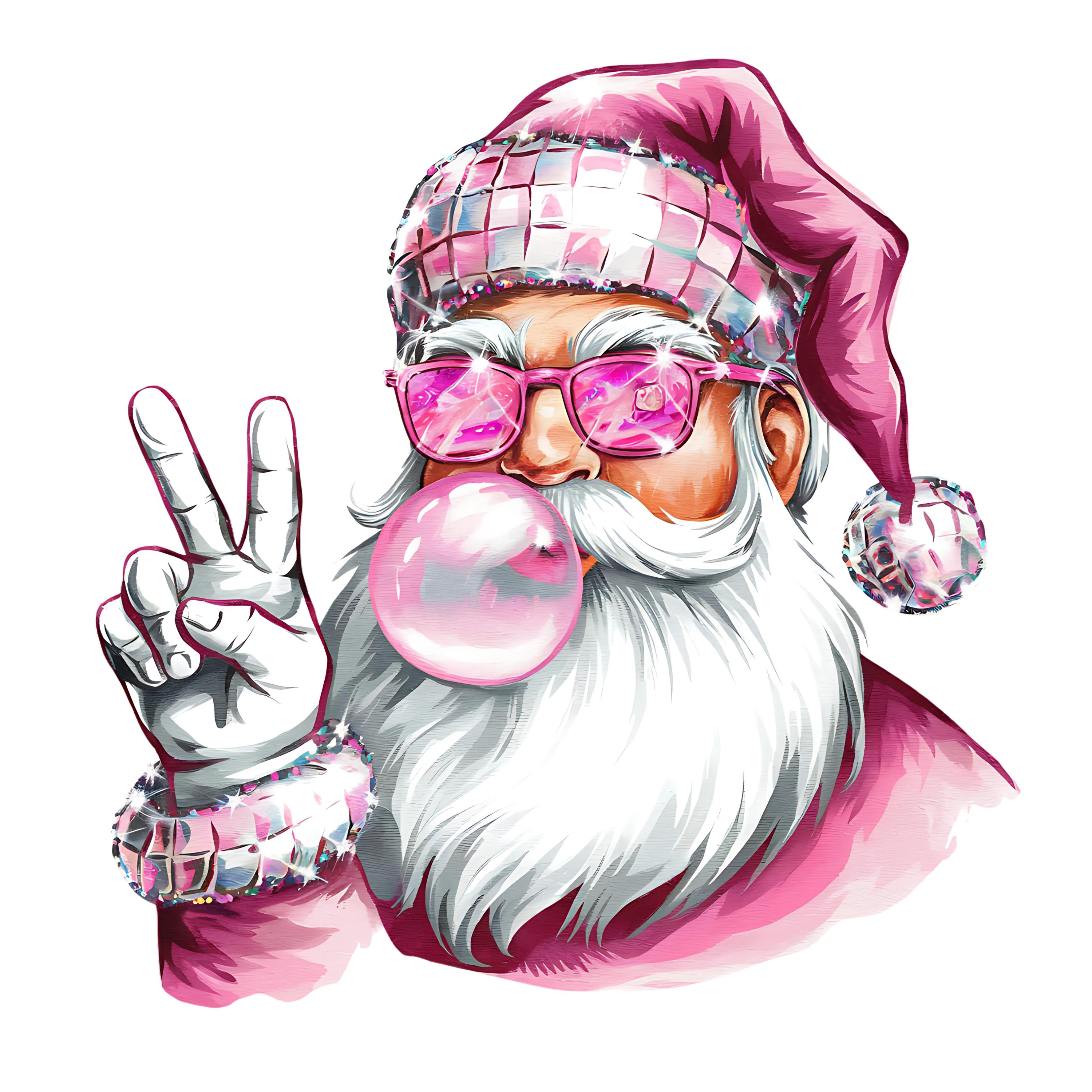 Disco Santa Peace Sign Bubblegum PNG, Colorful Classic Santa Png ...