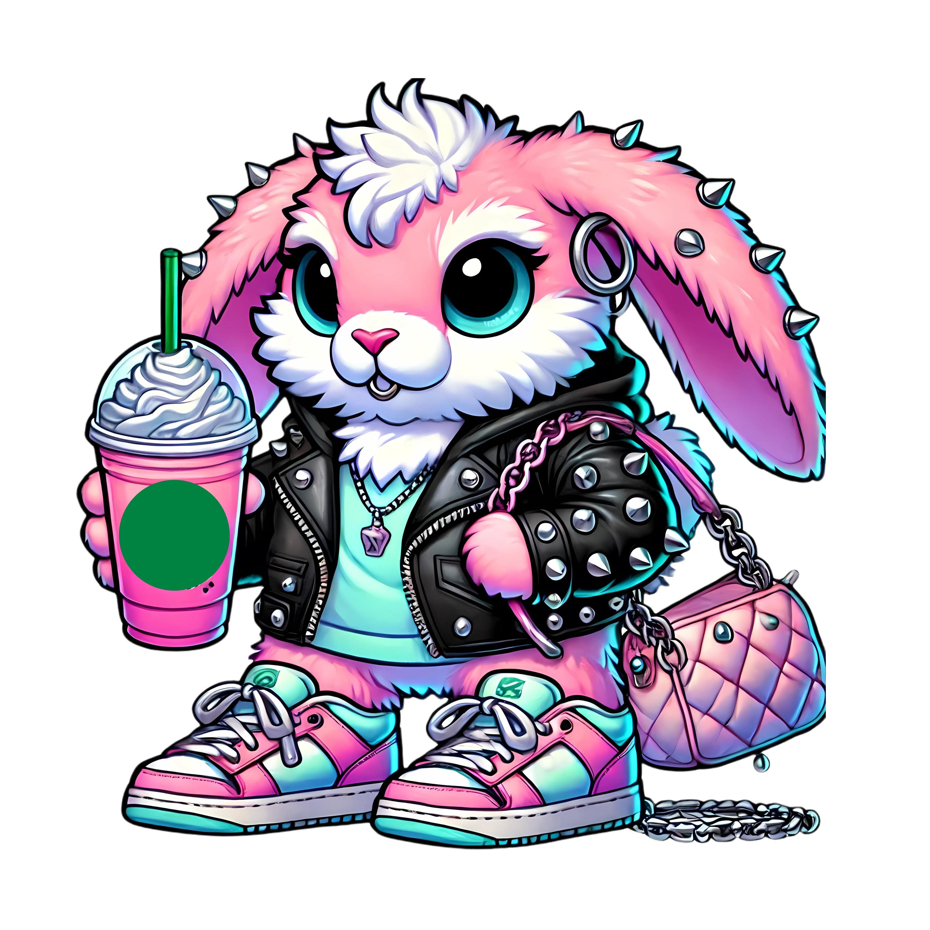 Punky Pink Bunny PNG: Rebel Rabbit Clipart (digital File) - Etsy