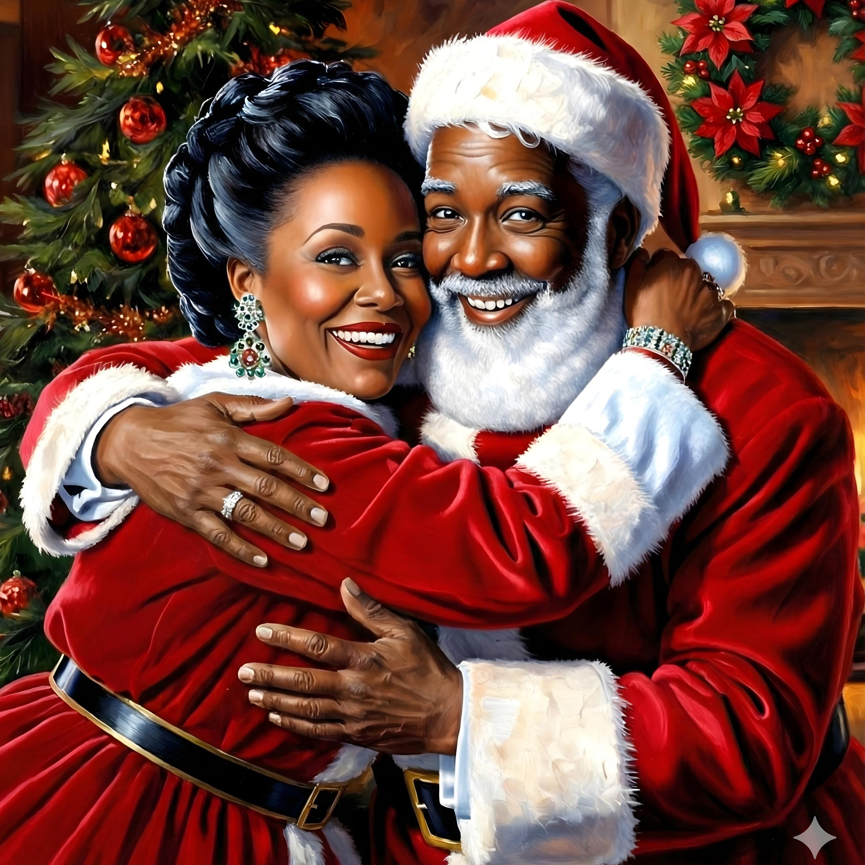 African American Santa & Mrs. Claus PNG Christmas Design (digital File ...