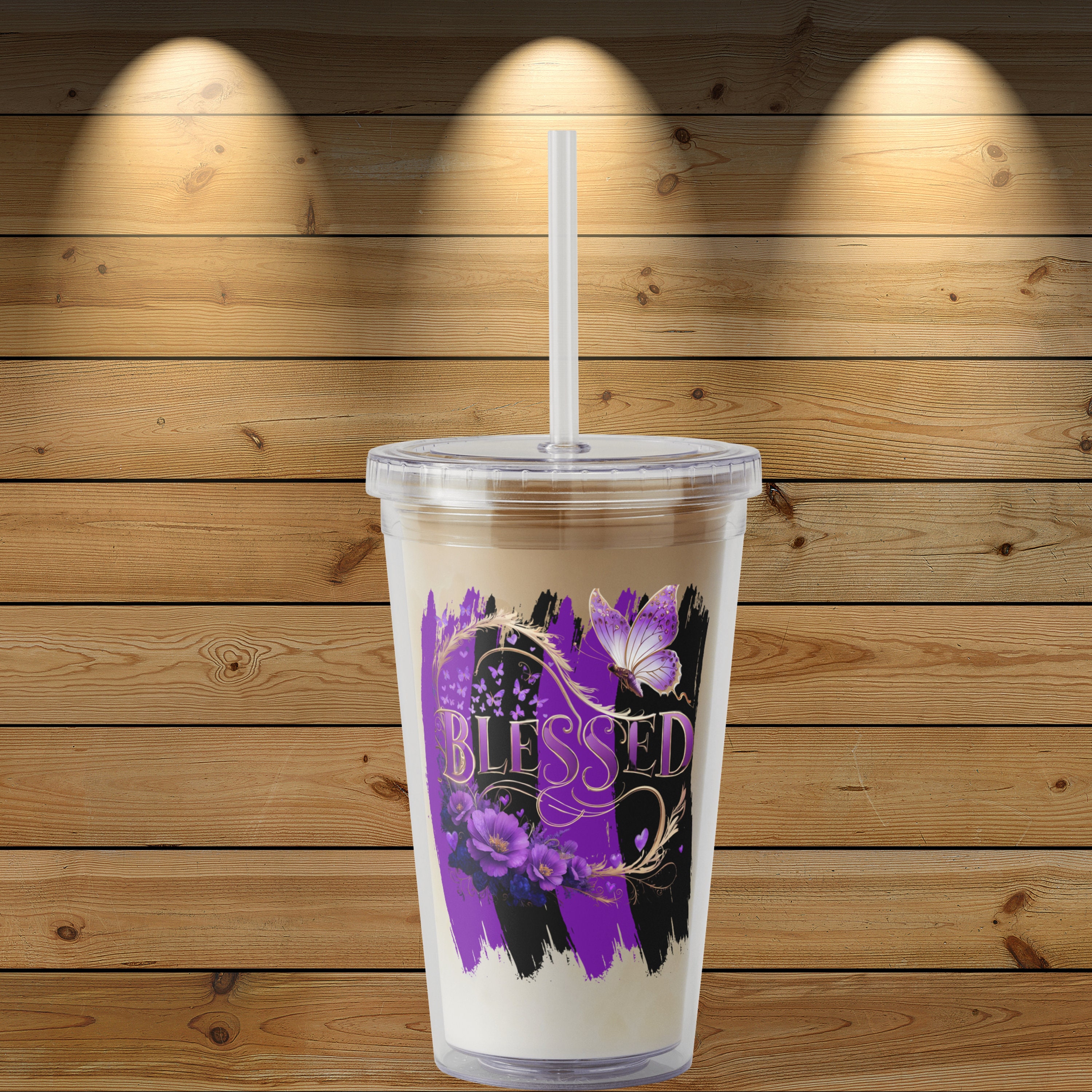 Blessed Purple Butterfly Floral PNG: Christian Sublimation (digital ...