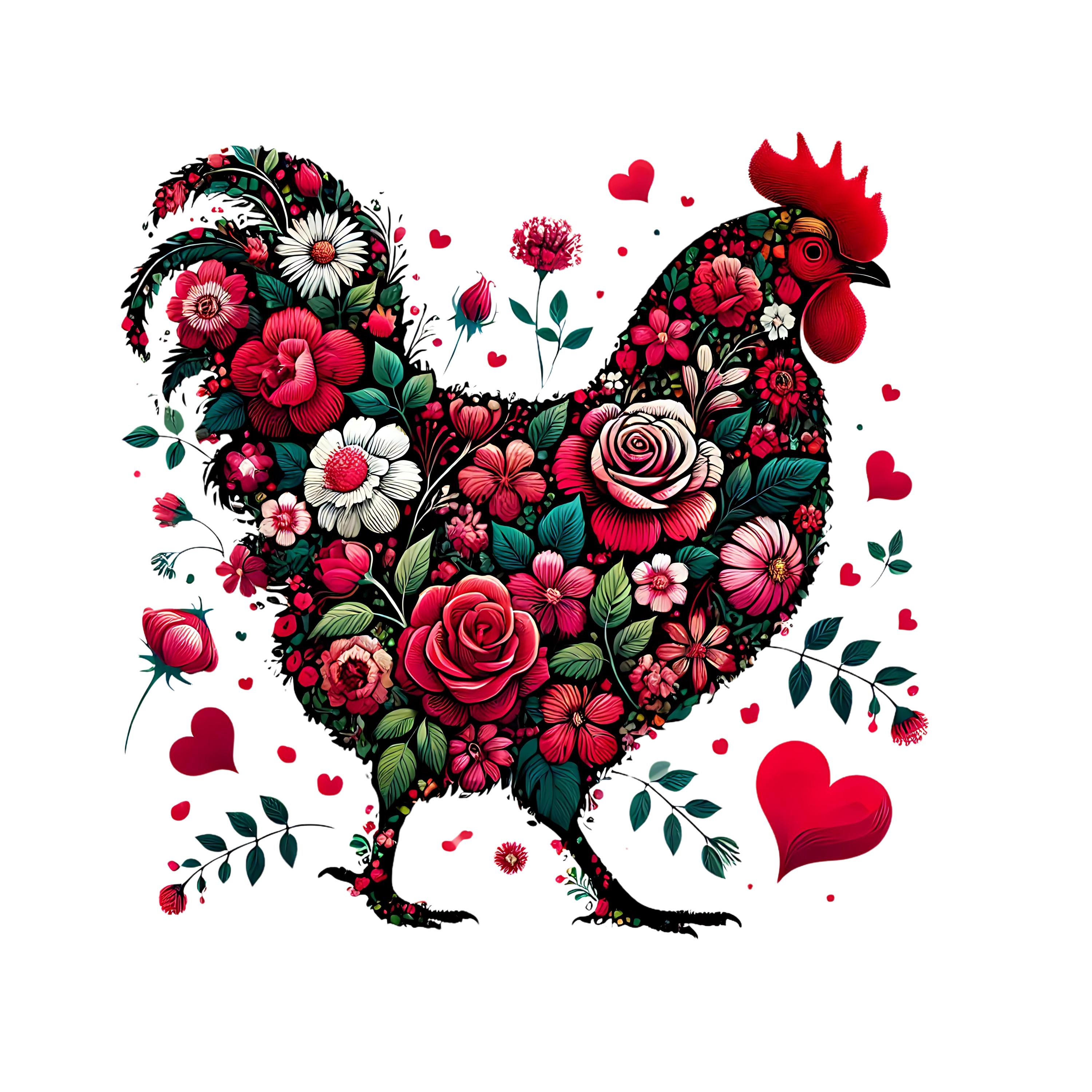 Floral Chicken Valentine PNG: Western Valentines Day (digital Download ...
