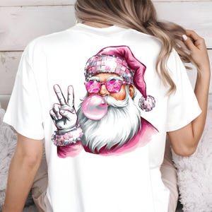 Disco Santa PNG: Bubblegum Peace Sign Christmas Clipart (digital ...