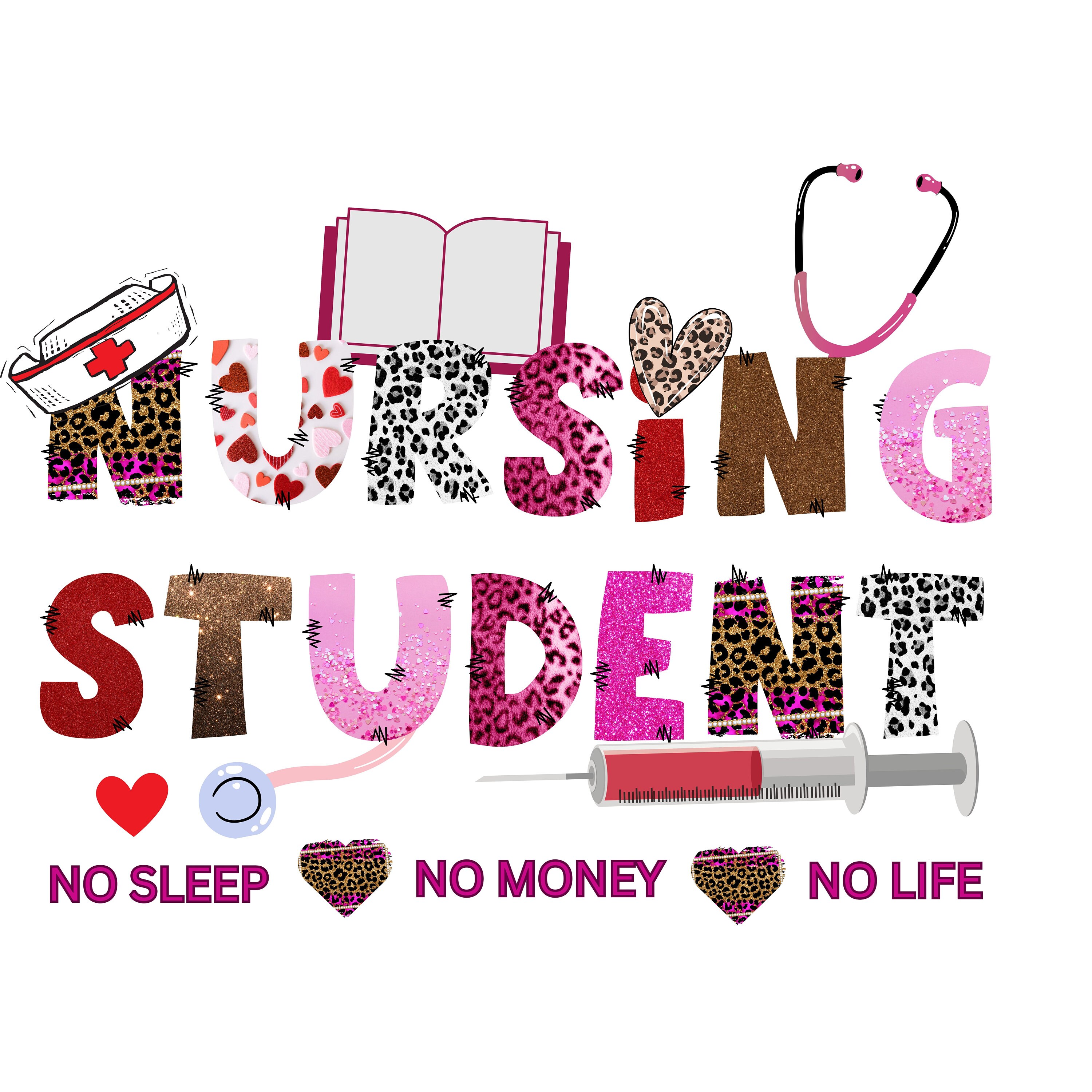 Leopard Print Nursing Student PNG: Nurse Life Design (digital Download ...