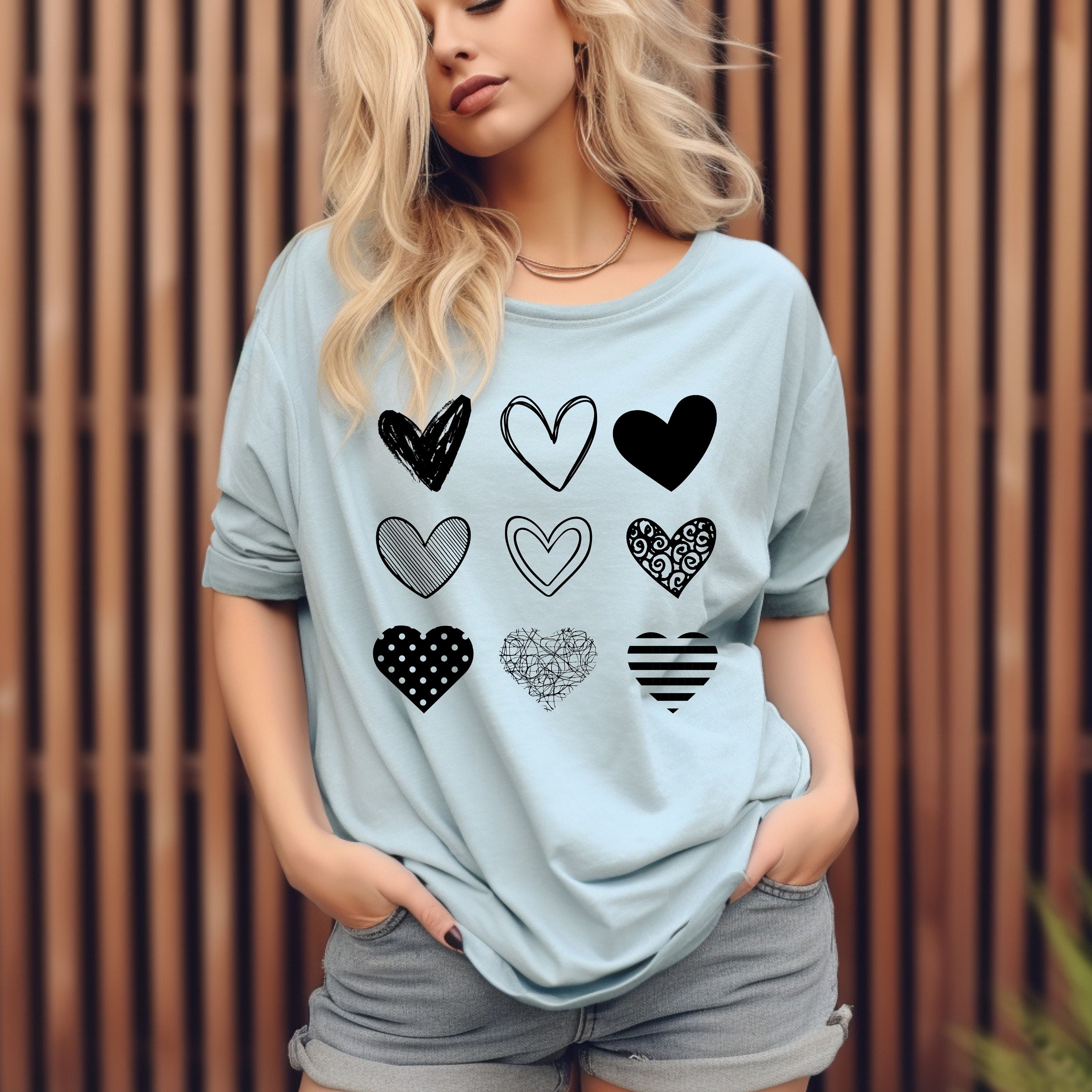 Black and White Hearts Clipart: Valentine's Day SVG, PNG, Jpeg (digital ...