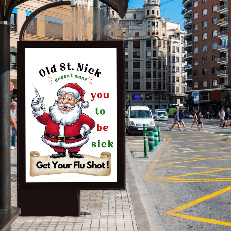Funny Christmas Flu Shot Santa PNG: Nurse Shirt Design (digital ...
