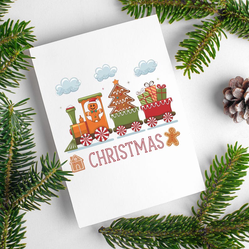 Gingerbread Christmas Train Watercolor Clipart (PNG, JPEG) - Etsy