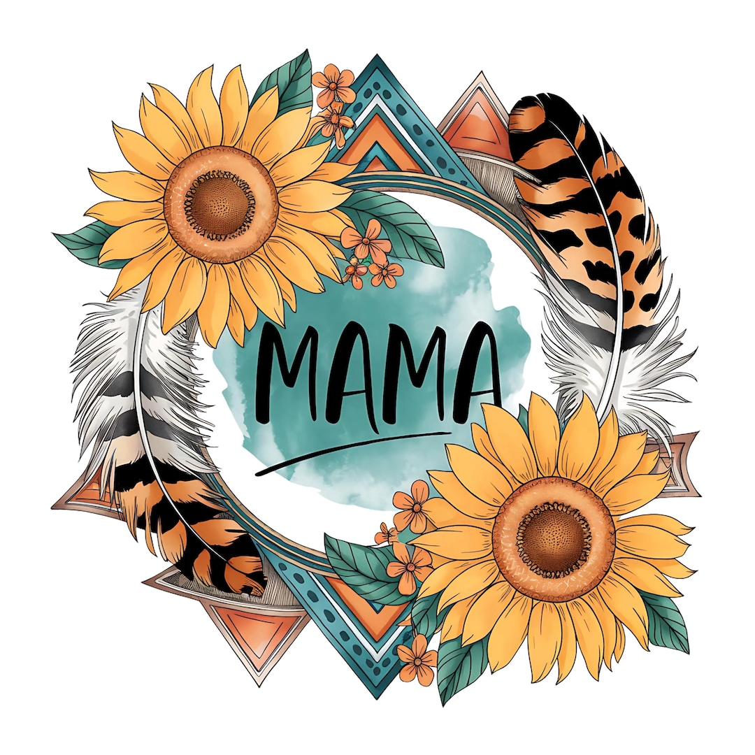 Boho Sunflower Mama PNG: Feather Mom Graphic (digital Download) - Etsy