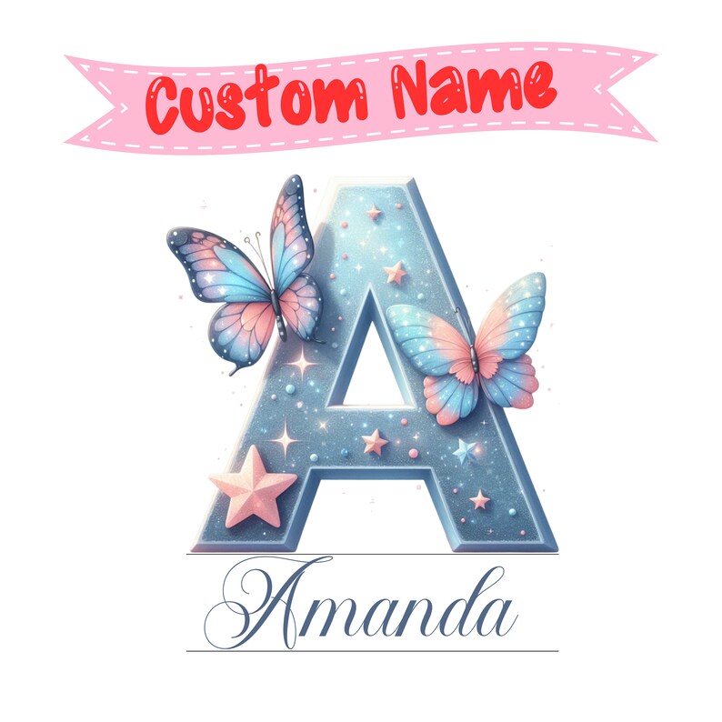 Personalized Custom PNG Initial Name, Butterfly Initial Name Png ...