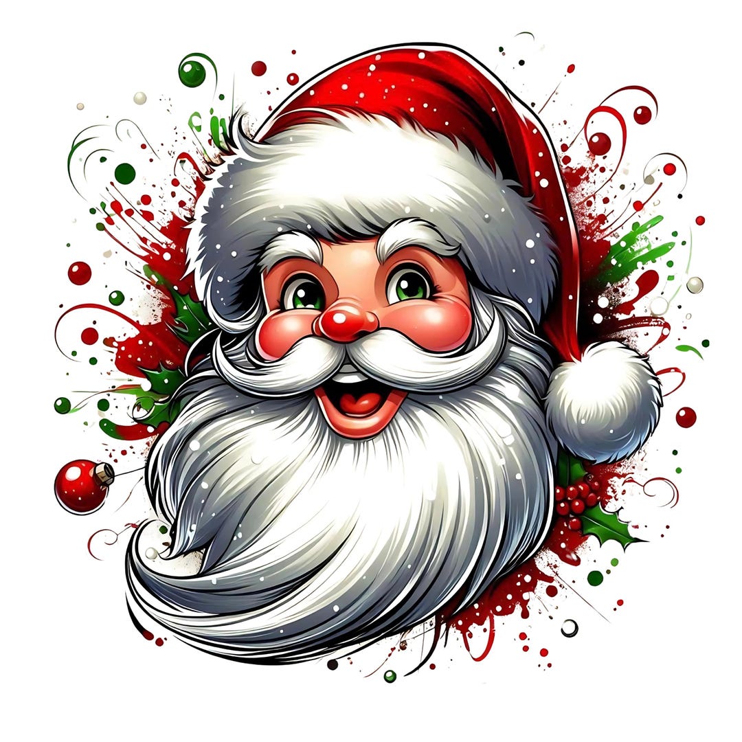 Vibrant Colorful Classic Santa Png , Classic Holiday Santa PNG ...