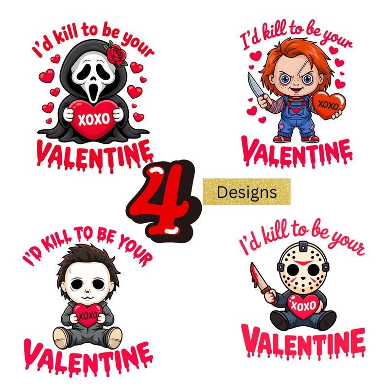 Valentine's Horror Character Png Bundle, Be Mine Png, Scary Png ...