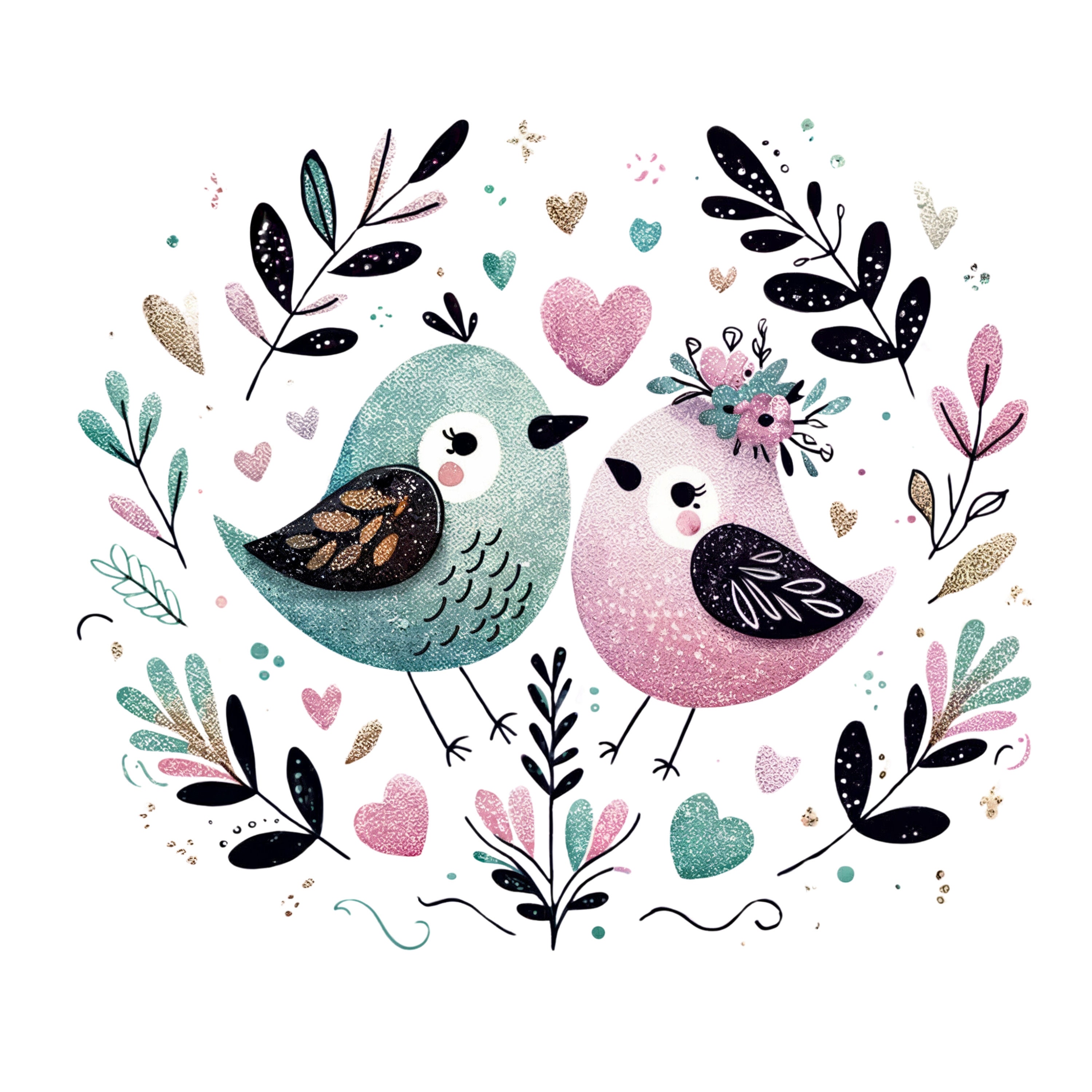 Watercolor Floral Cute Birds Png, Baby Bird Cute Png, Floral Birds Png ...