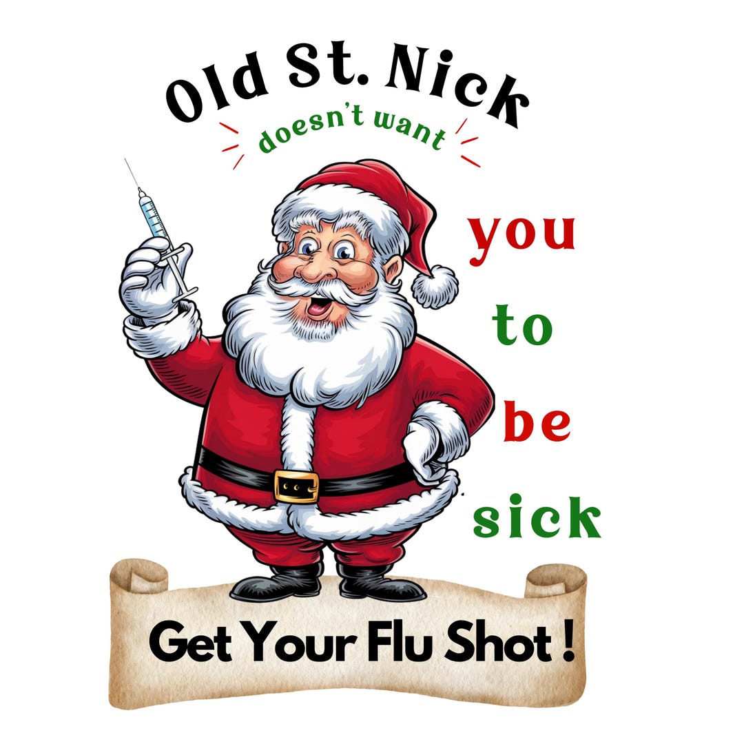 Funny Christmas Flu Shot Santa PNG: Nurse Shirt Design (digital ...