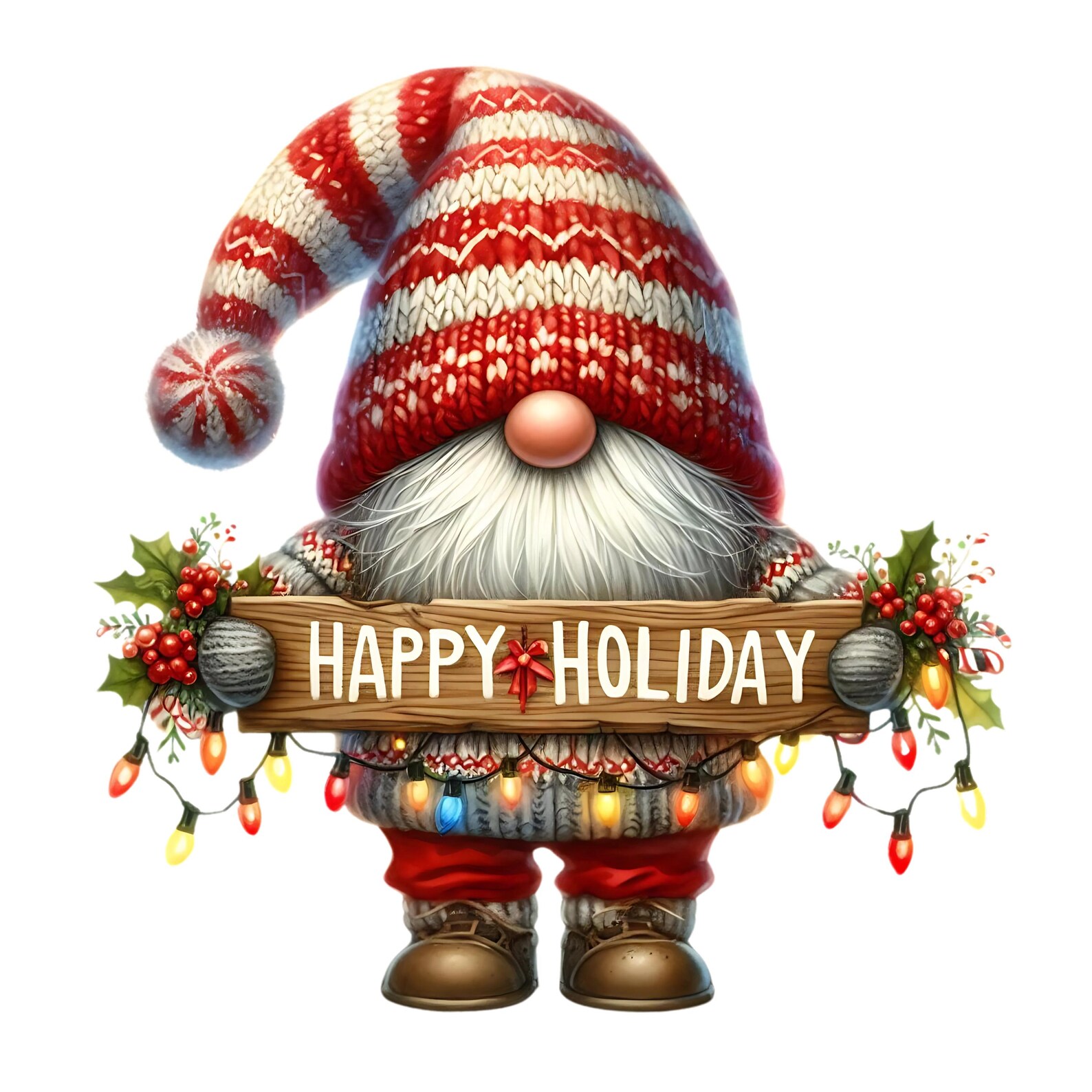 Watercolor Christmas Gnome Clipart | Holiday Gnome | Christmas Garden ...