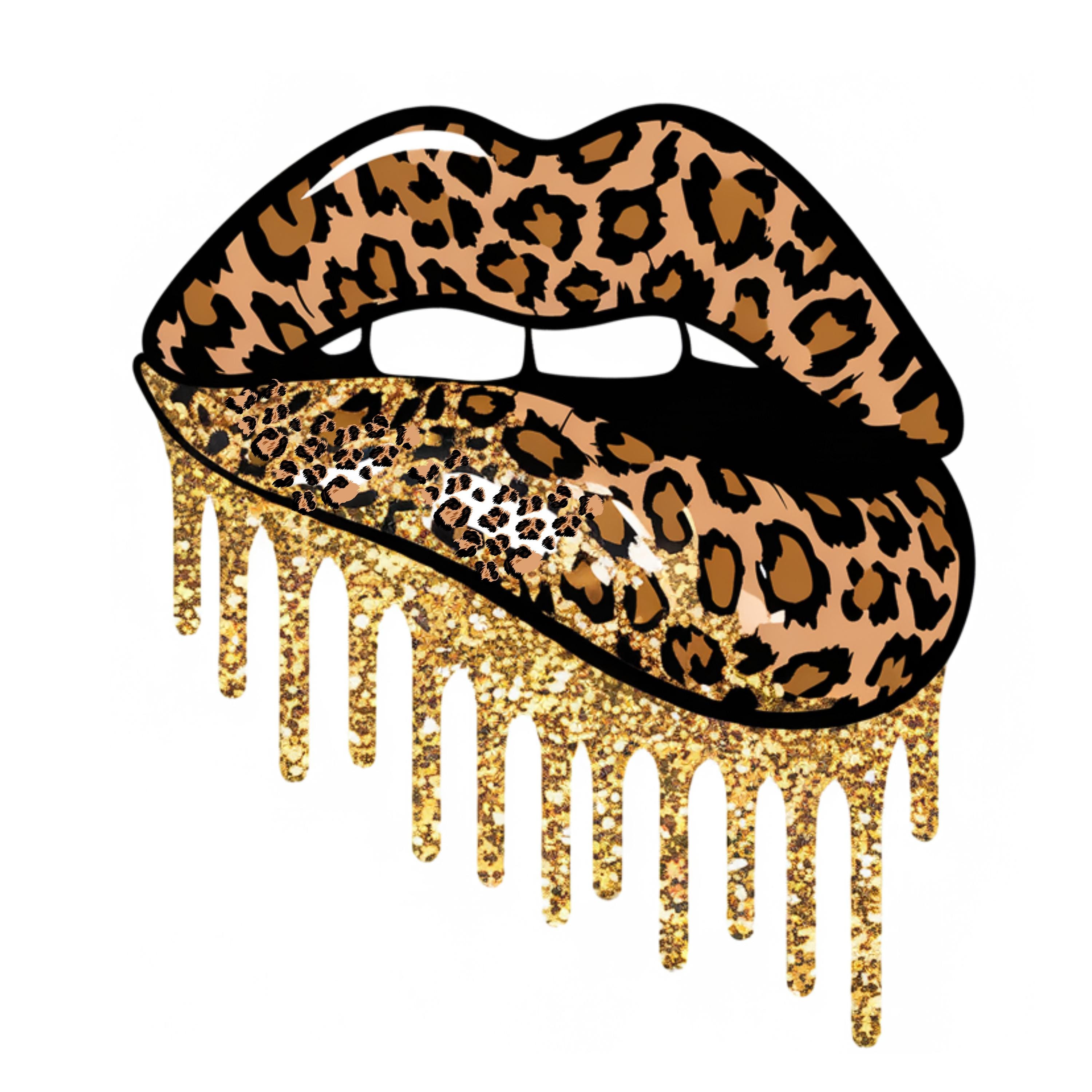 Leopard Print Dripping Lips PNG: Kiss Design (digital Print) - Etsy