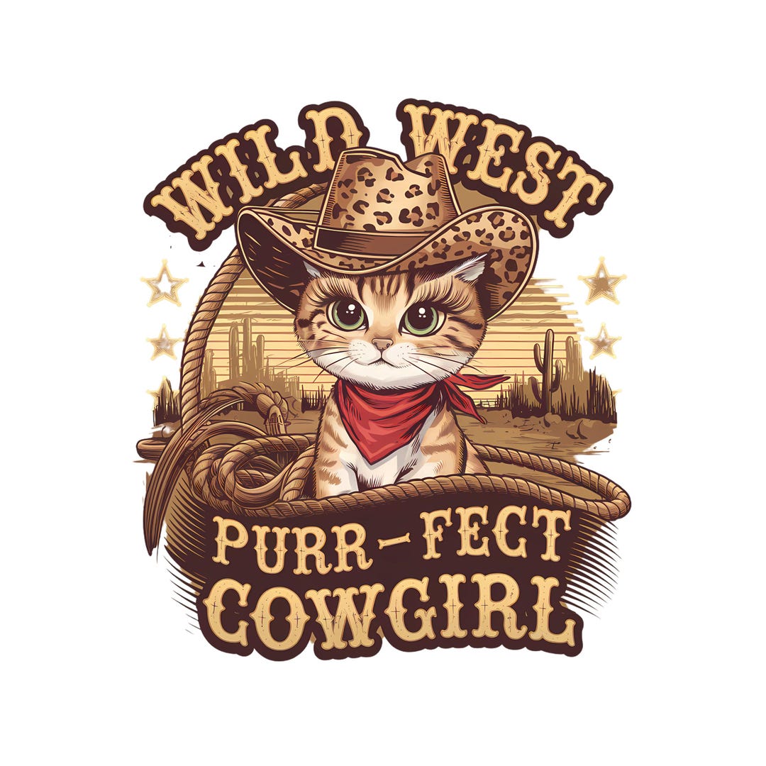 Cute Kitten Cat Country Western Cowgirl, Rodeo Life Cowgirl Png, Wild ...