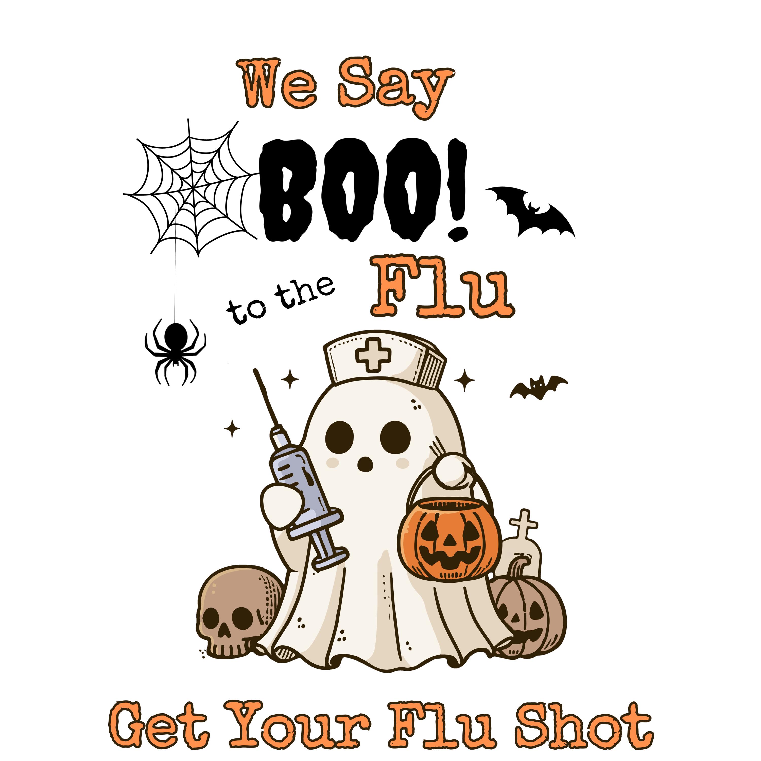 We Say Boo to the Flu Halloween Boo Ghost PNG , Halloween Ghost Nurse ...