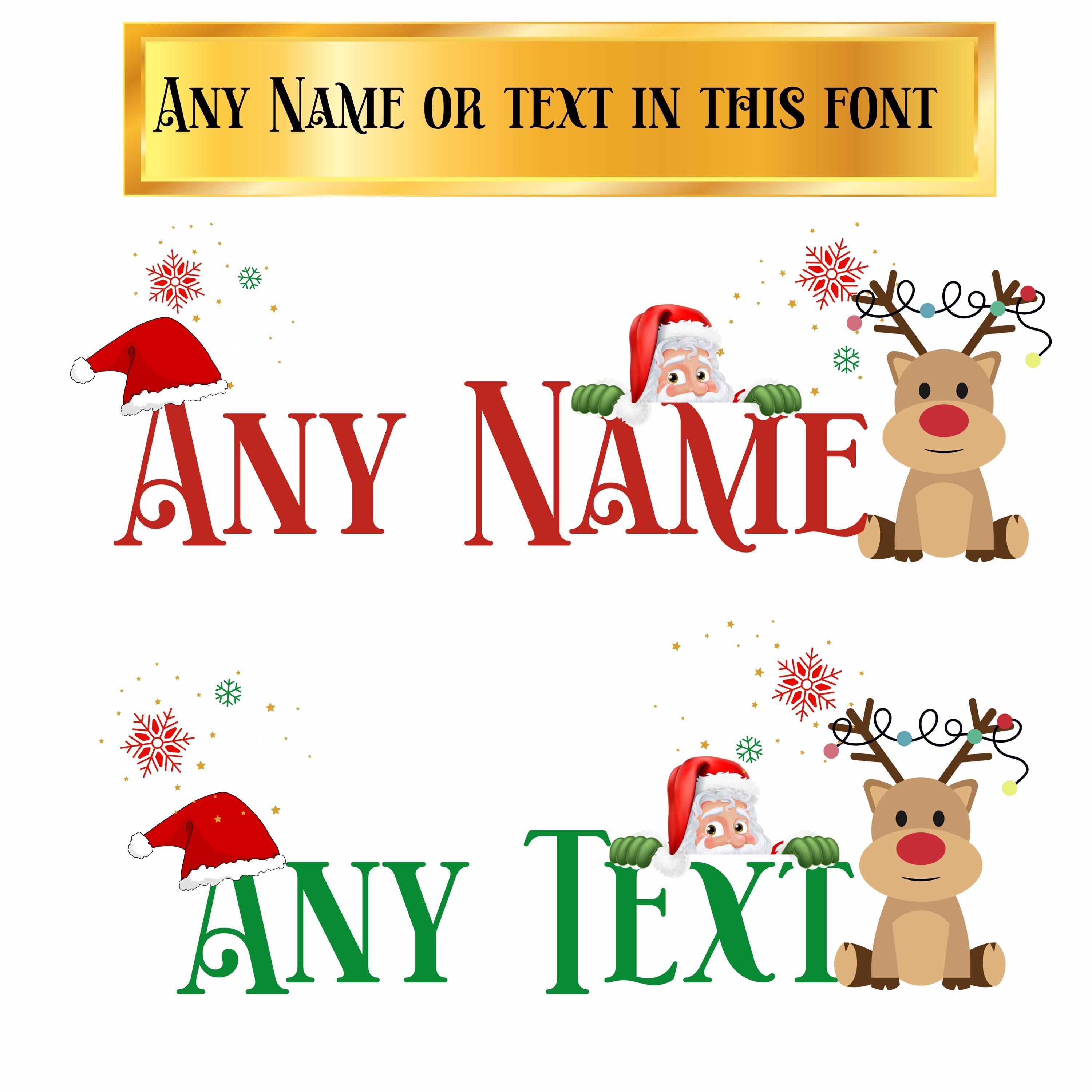 Personalized Christmas Name PNG: Doodle Font, Custom Family Name ...