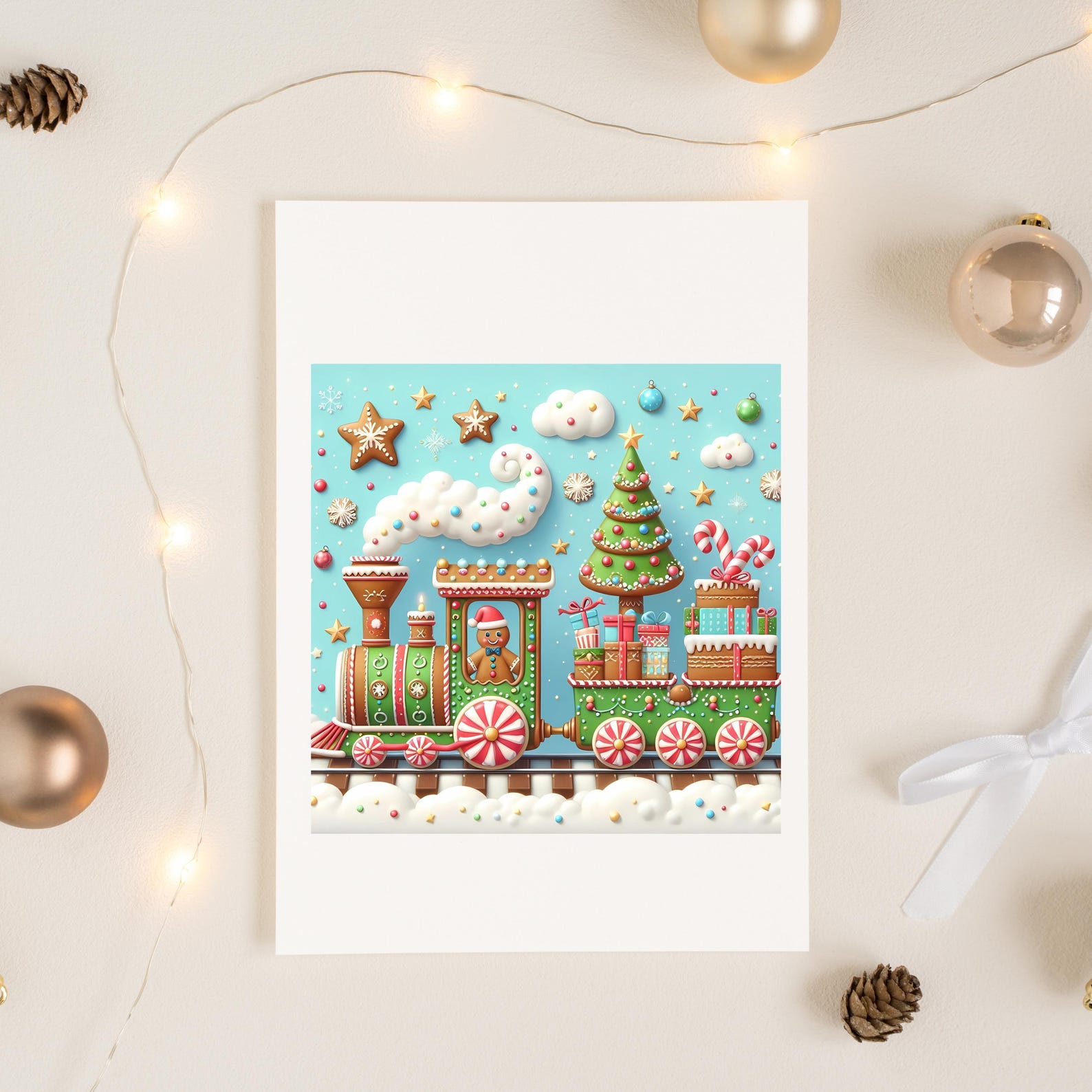 Gingerbread Christmas Train PNG: Vintage Watercolor Clipart (digital ...