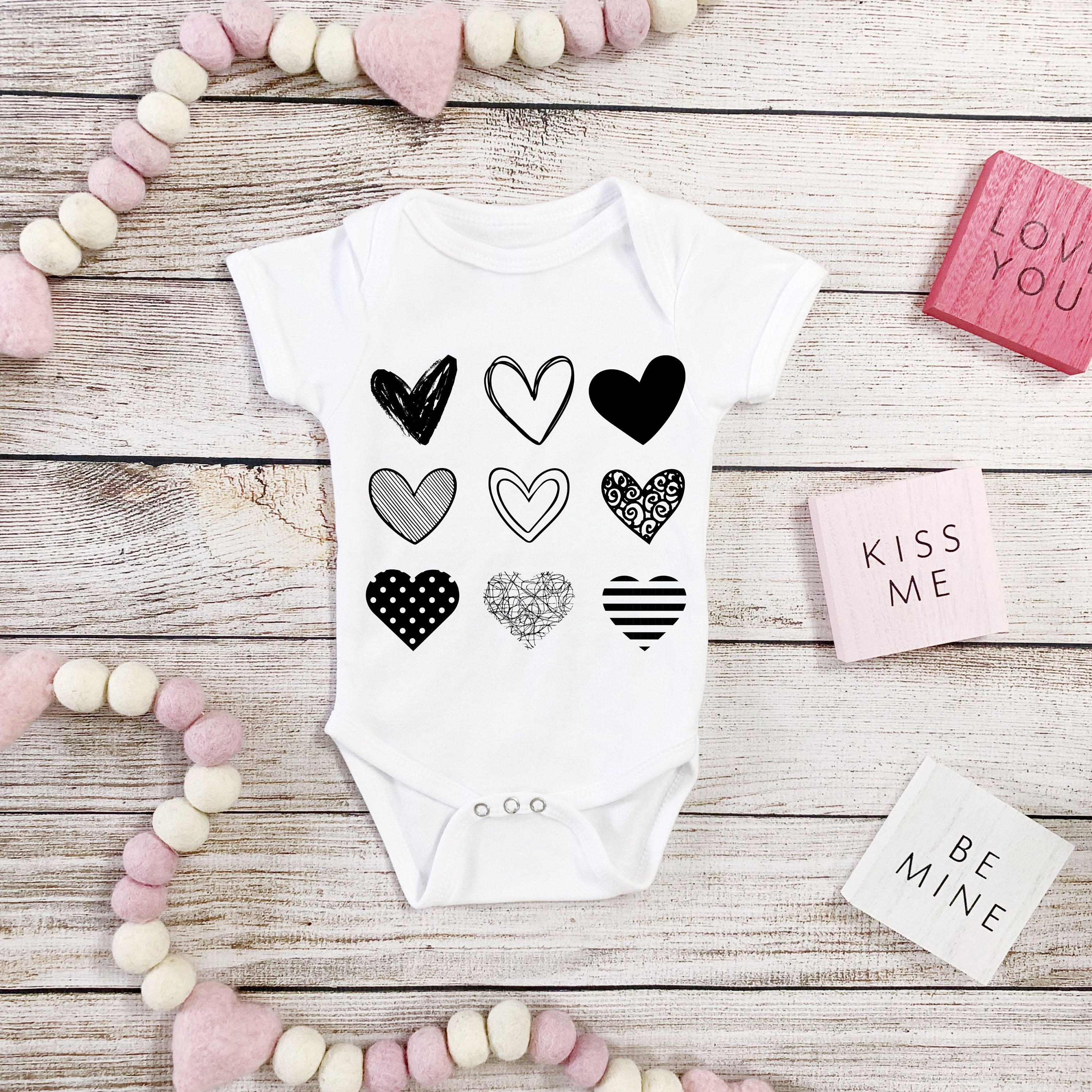 Black and White Hearts Clipart: Valentine's Day SVG, PNG, Jpeg (digital ...