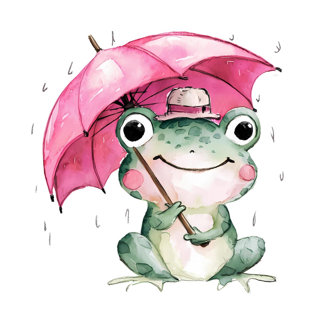Cute Frog in Hat Holding an Umbrella Png, Frog Clip Art , Frog ...