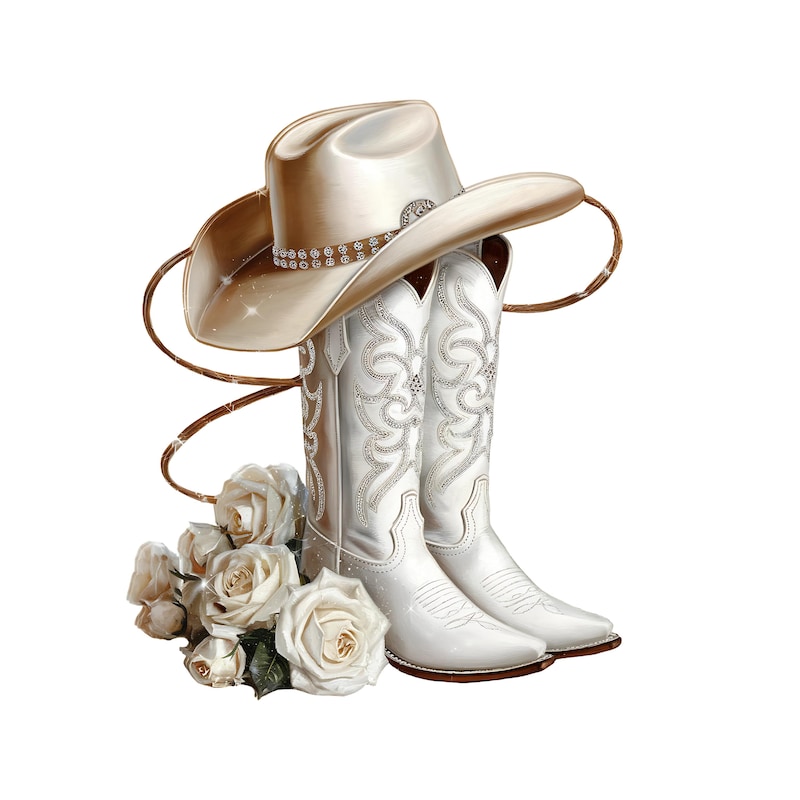 White Cowboy Western Boot Bridal - Etsy