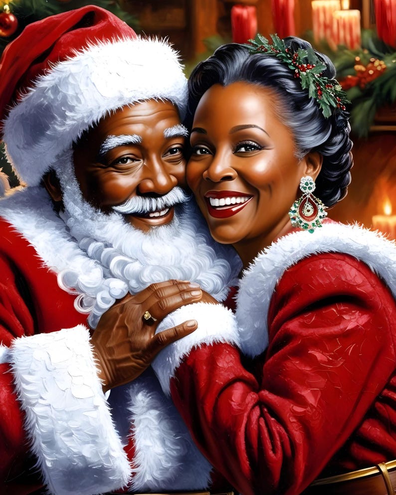 African American Santa & Mrs. Claus PNG Christmas Design (digital File ...