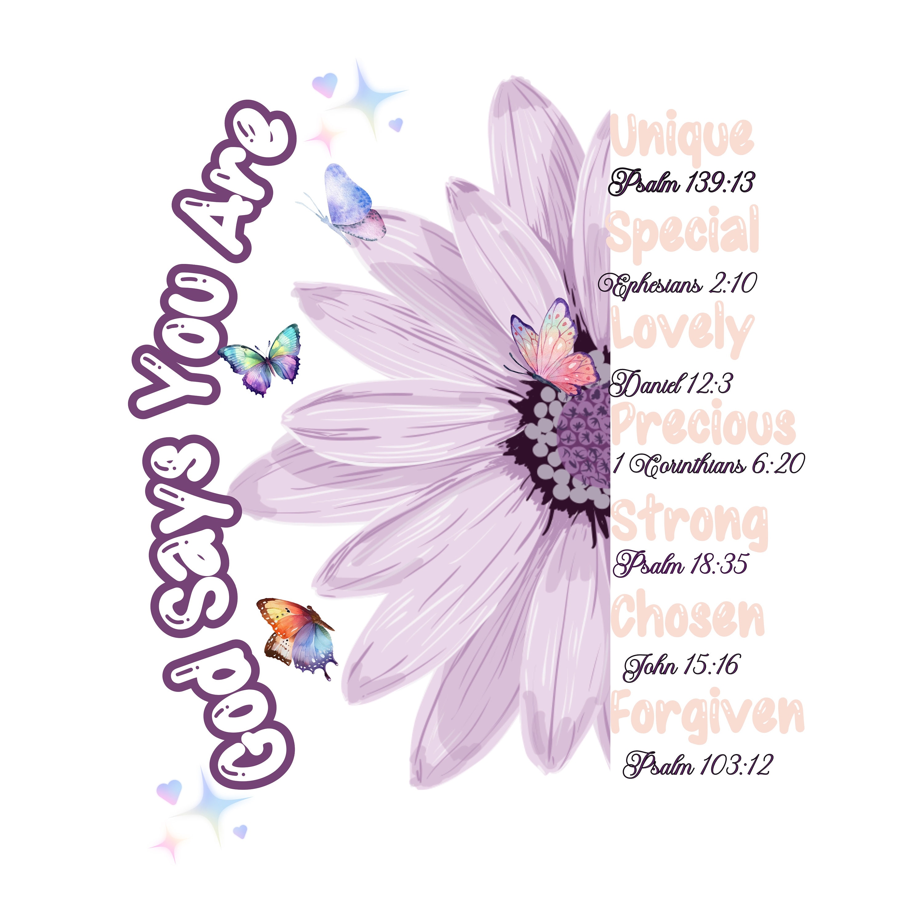 God Says You Are Png, Cute Floral Png , Christian Png, Bible Verse Png ...