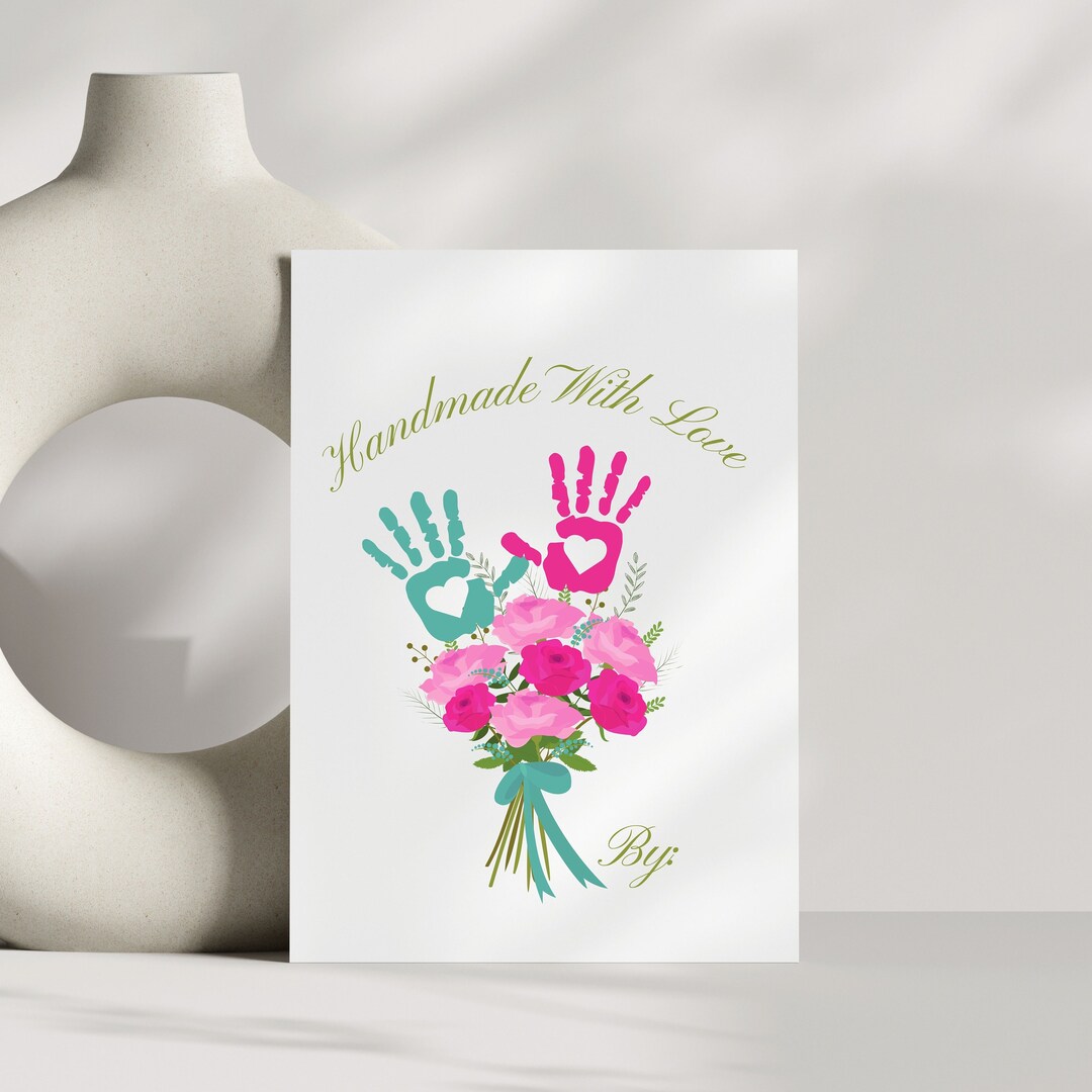 Pretty Mother's Day Handprint Art Craft Flower Bouquet Keepsake DIY ...
