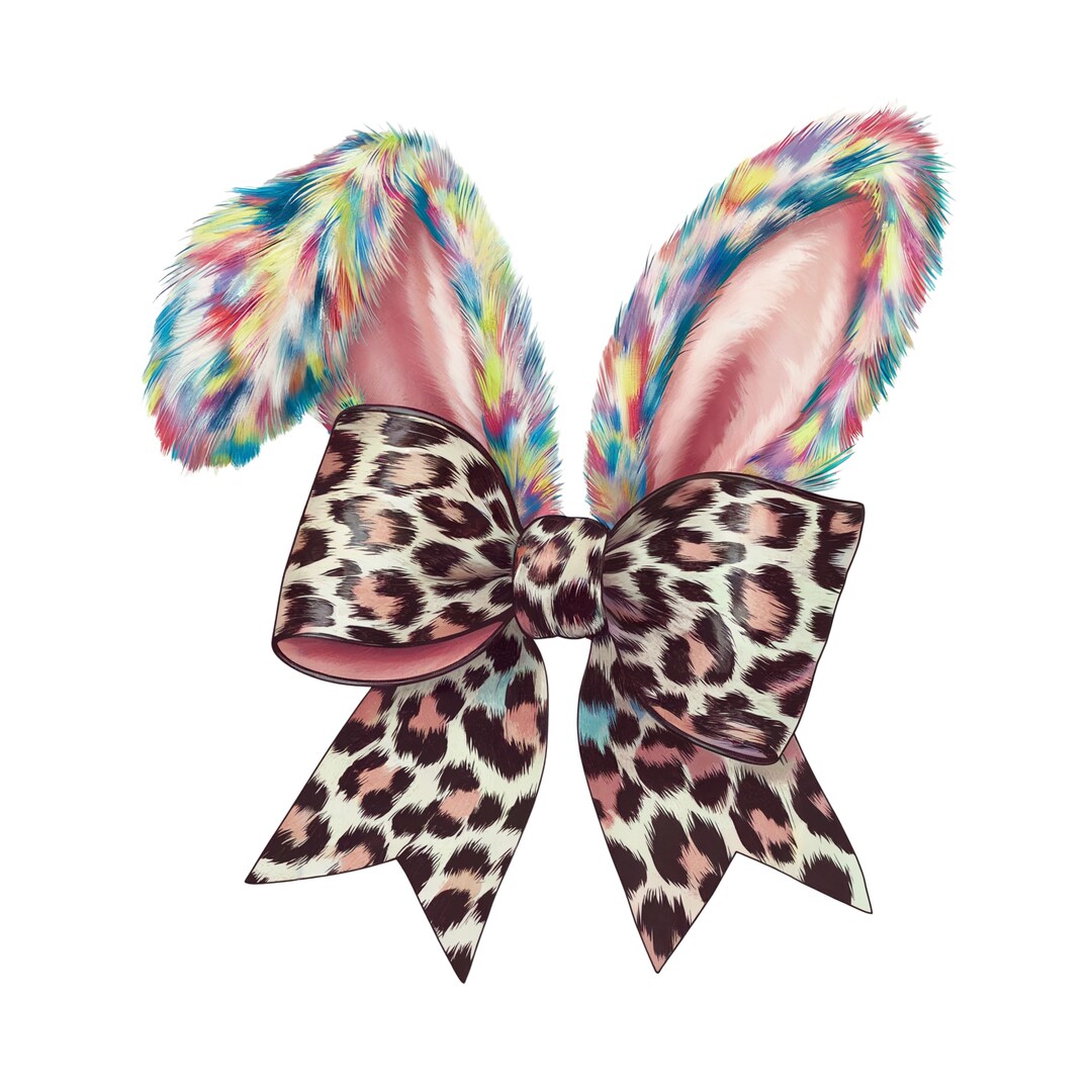 Leopard Print Easter Bunny Ears With Bow PNG (digital Download) - Etsy
