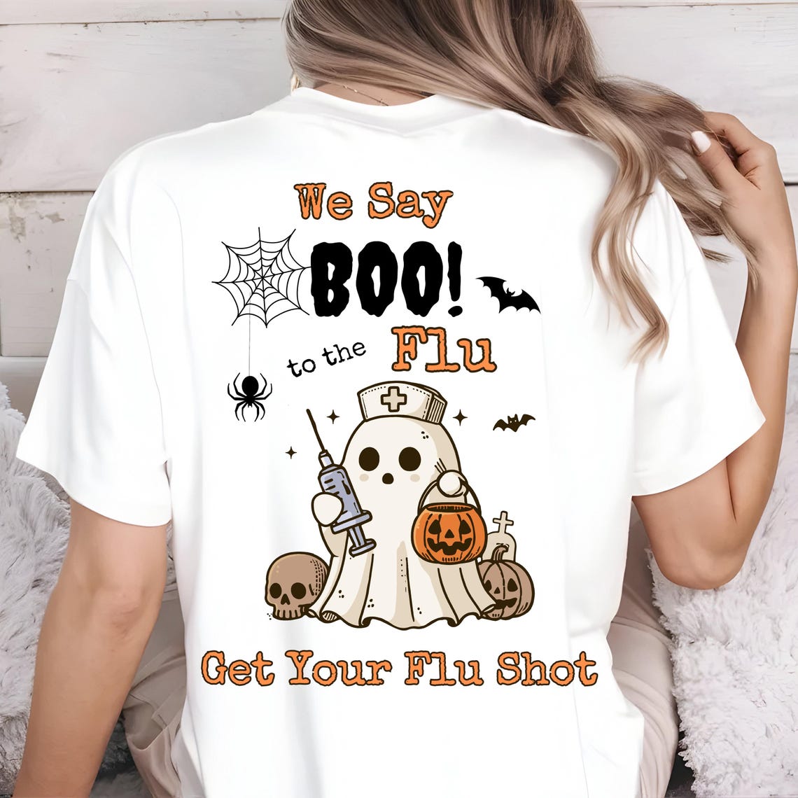 Halloween Nurse Ghost PNG: "boo to the Flu" Clipart (digital Download ...