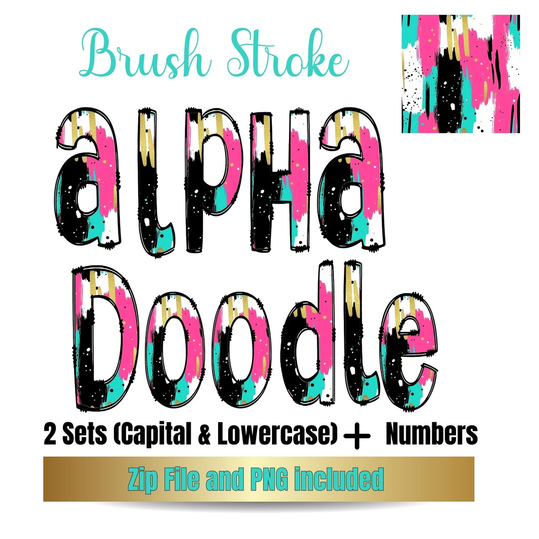 Brushstroke Alphabet Letters Bundle, Colorful Watercolor Alphabet, Hand ...