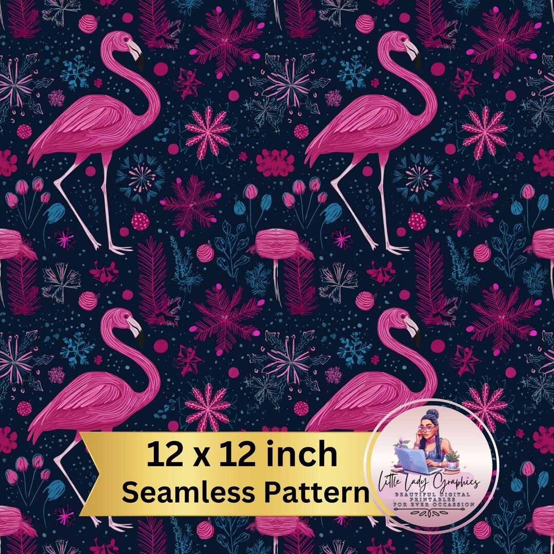 Preppy Flamingo Christmas Digital Paper: Holiday Pattern (JPEG) - Etsy