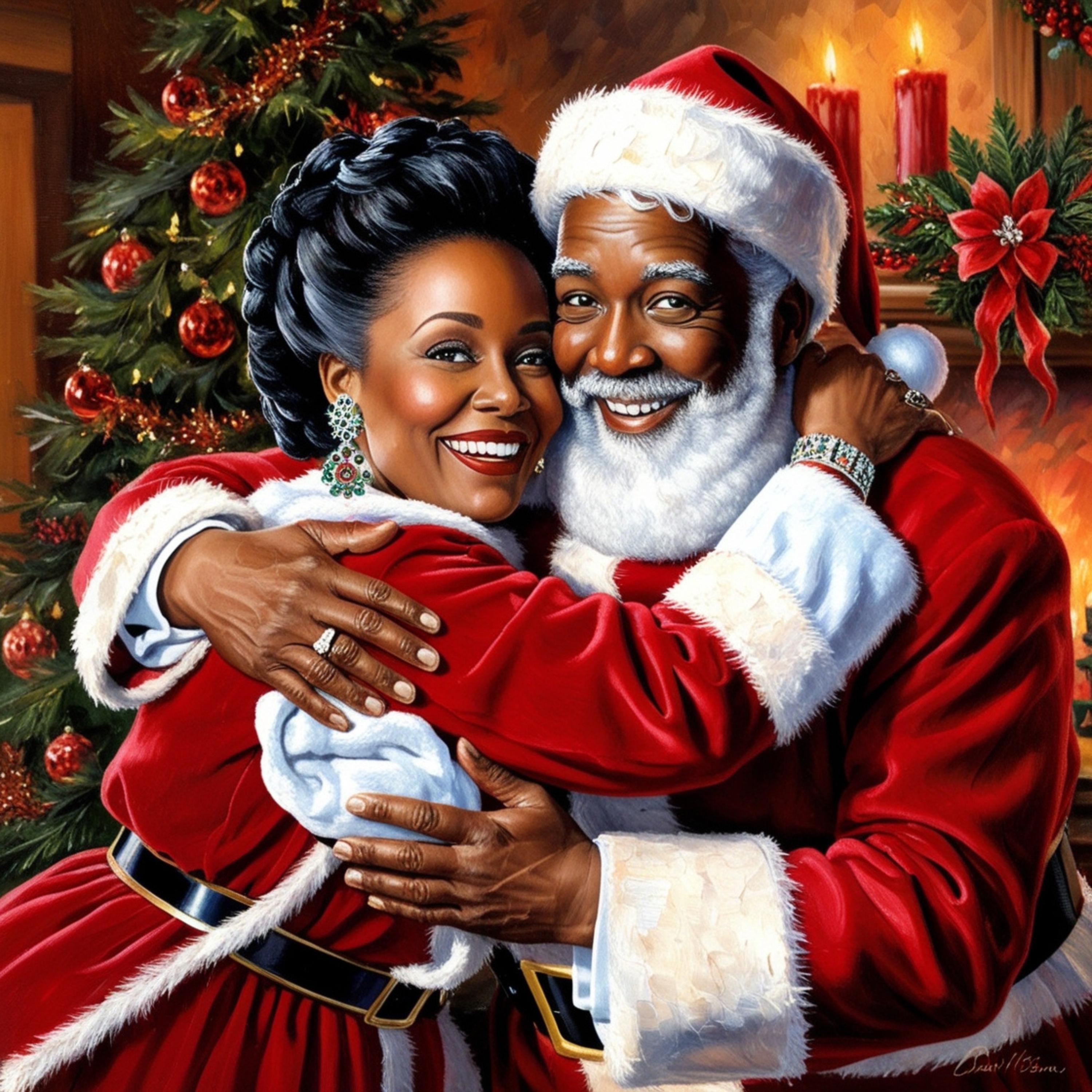 African American Santa & Mrs. Claus PNG Christmas Design (digital File ...