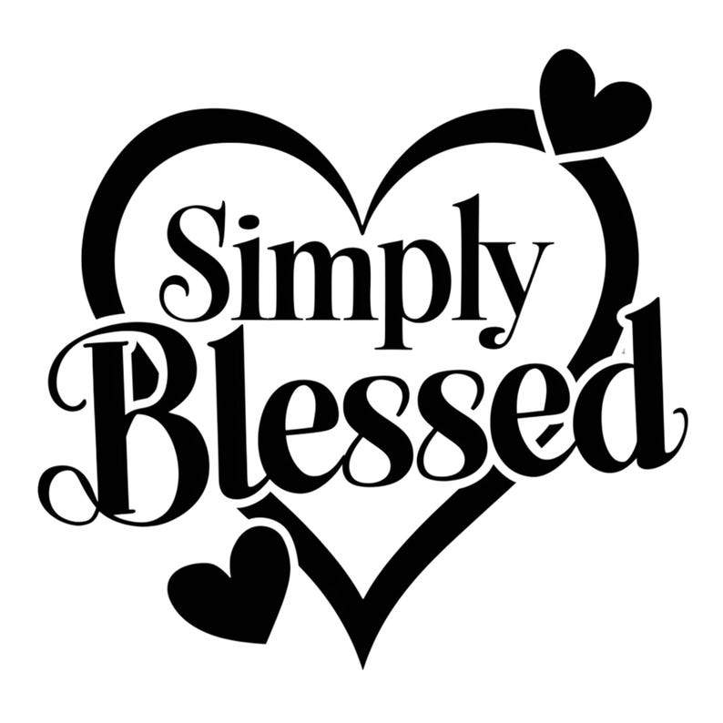 Simply Blessed Black Heart PNG: Christian Quote (digital Download) - Etsy