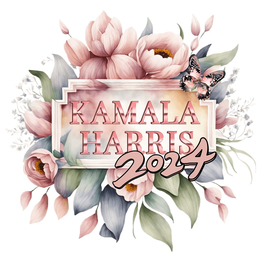 Kamala Harris Floral Election 2024 Png, Vote for Kamala Png, Political ...