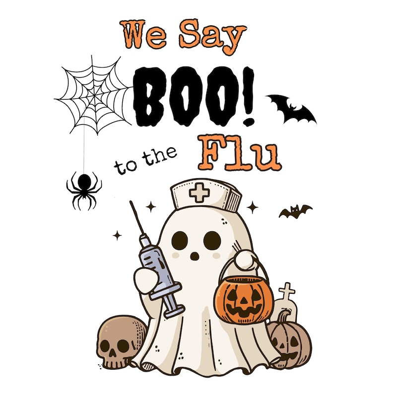 We Say Boo to the Flu Halloween Boo Ghost PNG , Halloween Ghost Nurse ...