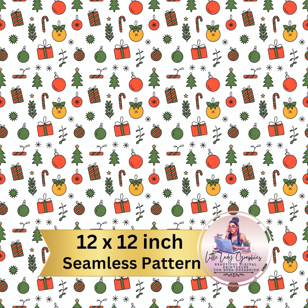Seamless Christmas Digital Paper, Ornament Pattern, Digital Download ...