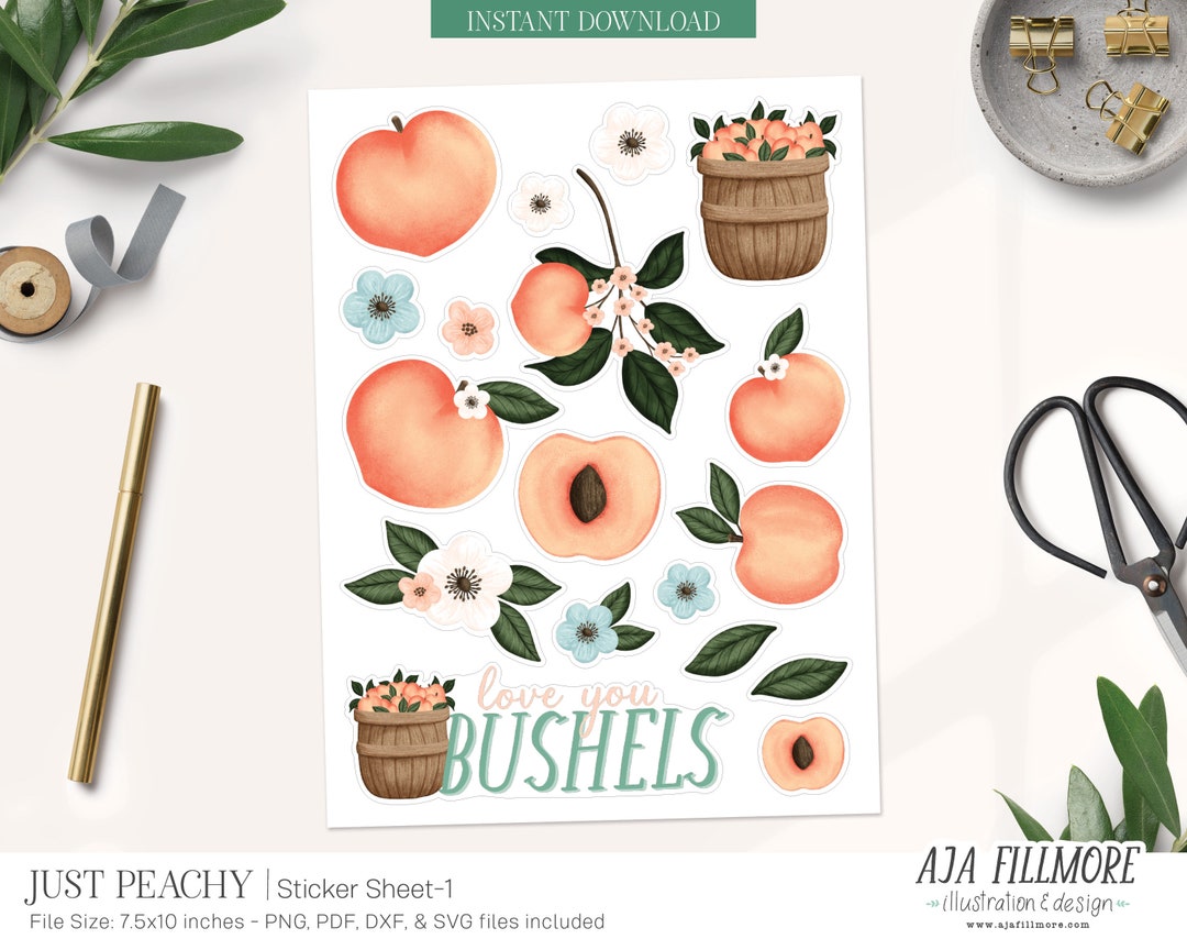 Peach Stickers: Planner Scrapbook Clipart (digital Download) - Etsy