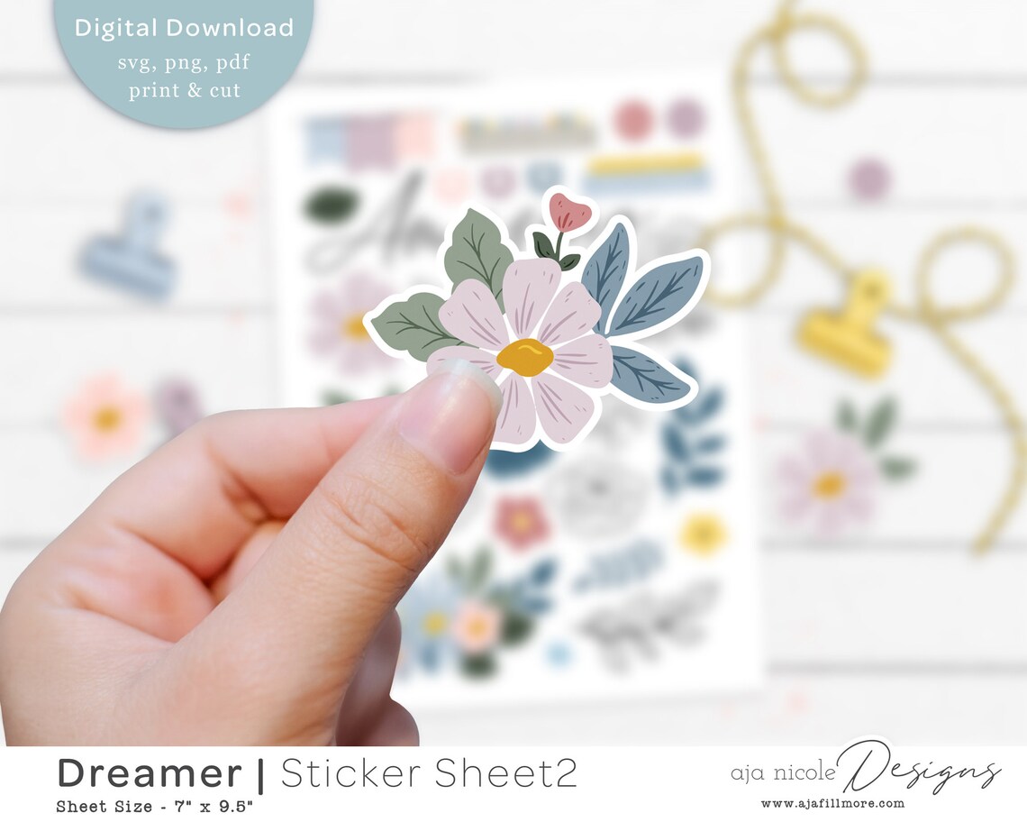 Flower Stickers, Printable Stickers, Flower Clipart, Digital Stickers ...