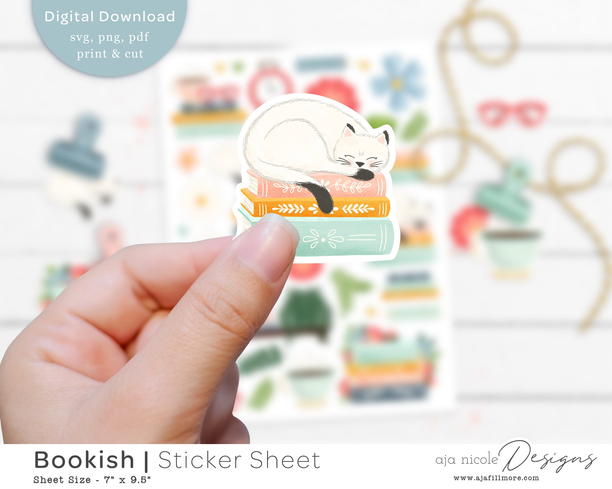 Book Stickers Printable Stickers Book Clipart Digital - Etsy