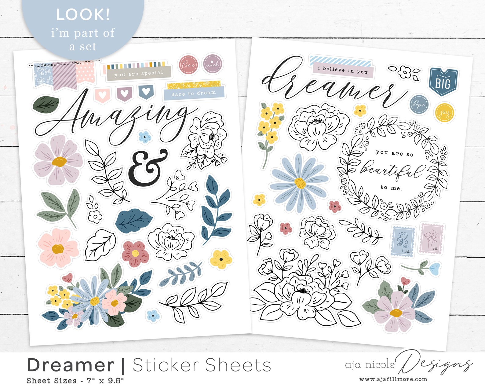 Flower Stickers, Printable Stickers, Flower Clipart, Digital Stickers ...
